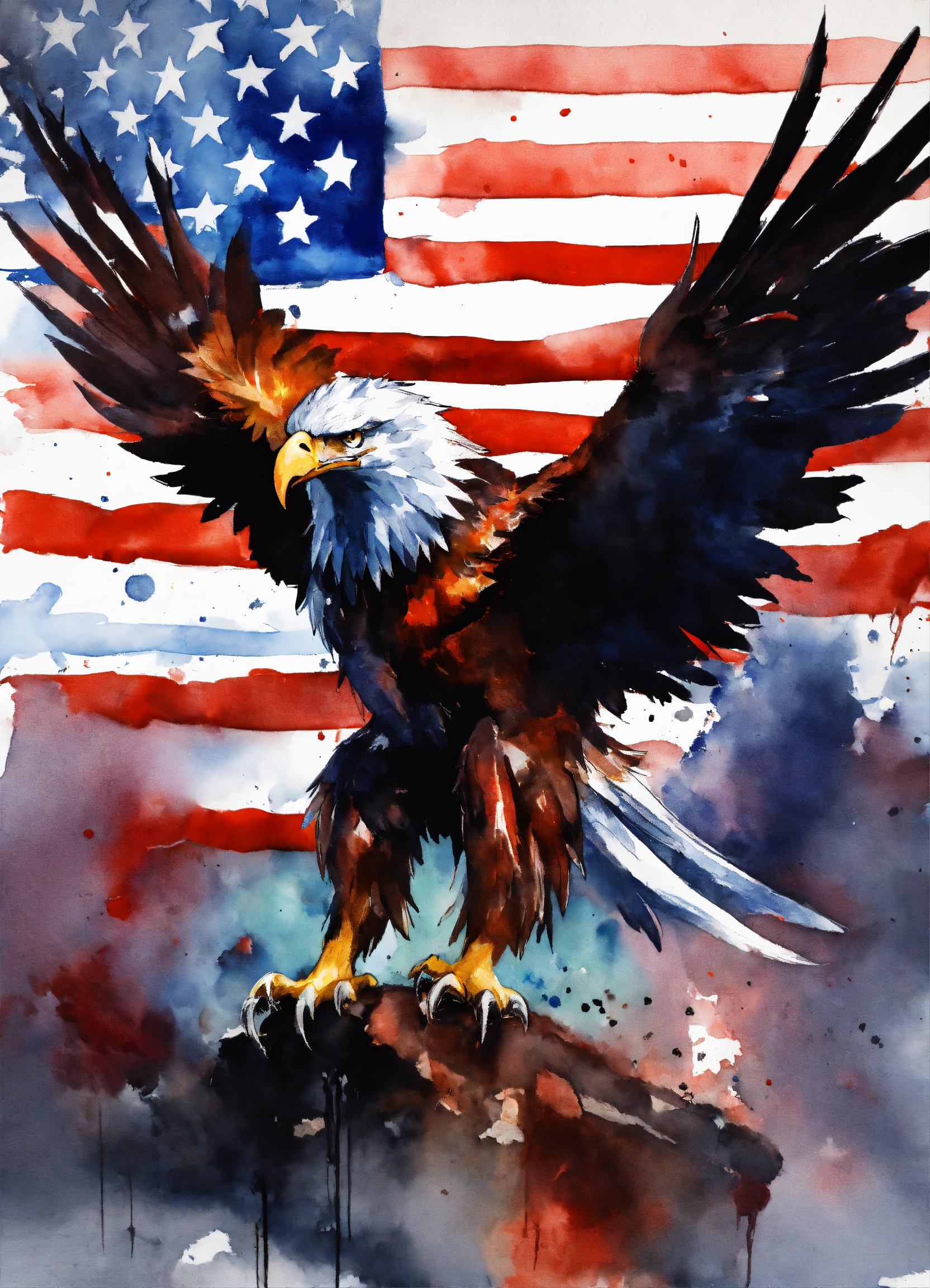 Lexica - Angry American flag eagle flying in brutal terminator costume ...