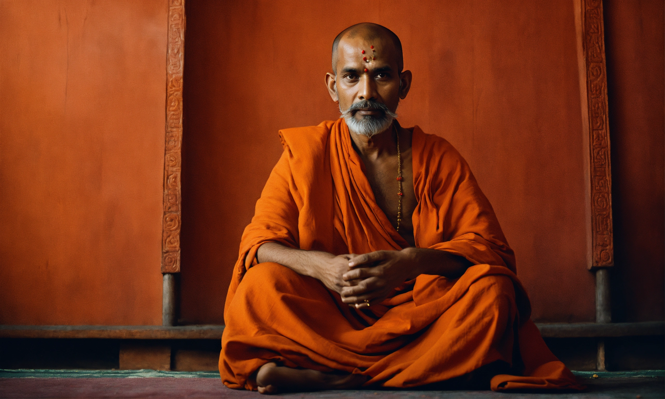 Lexica - Portrait of a skinny magical Indian monk, looking directly ...