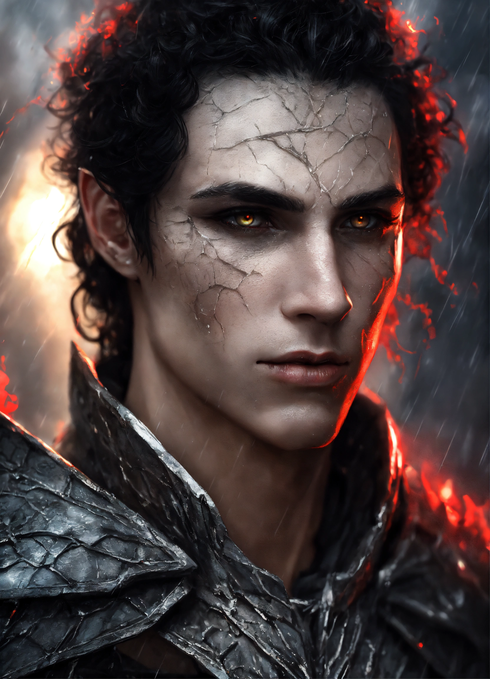 Lexica - Fantasy portrait of a ash-grey skinned elf, masculine ...