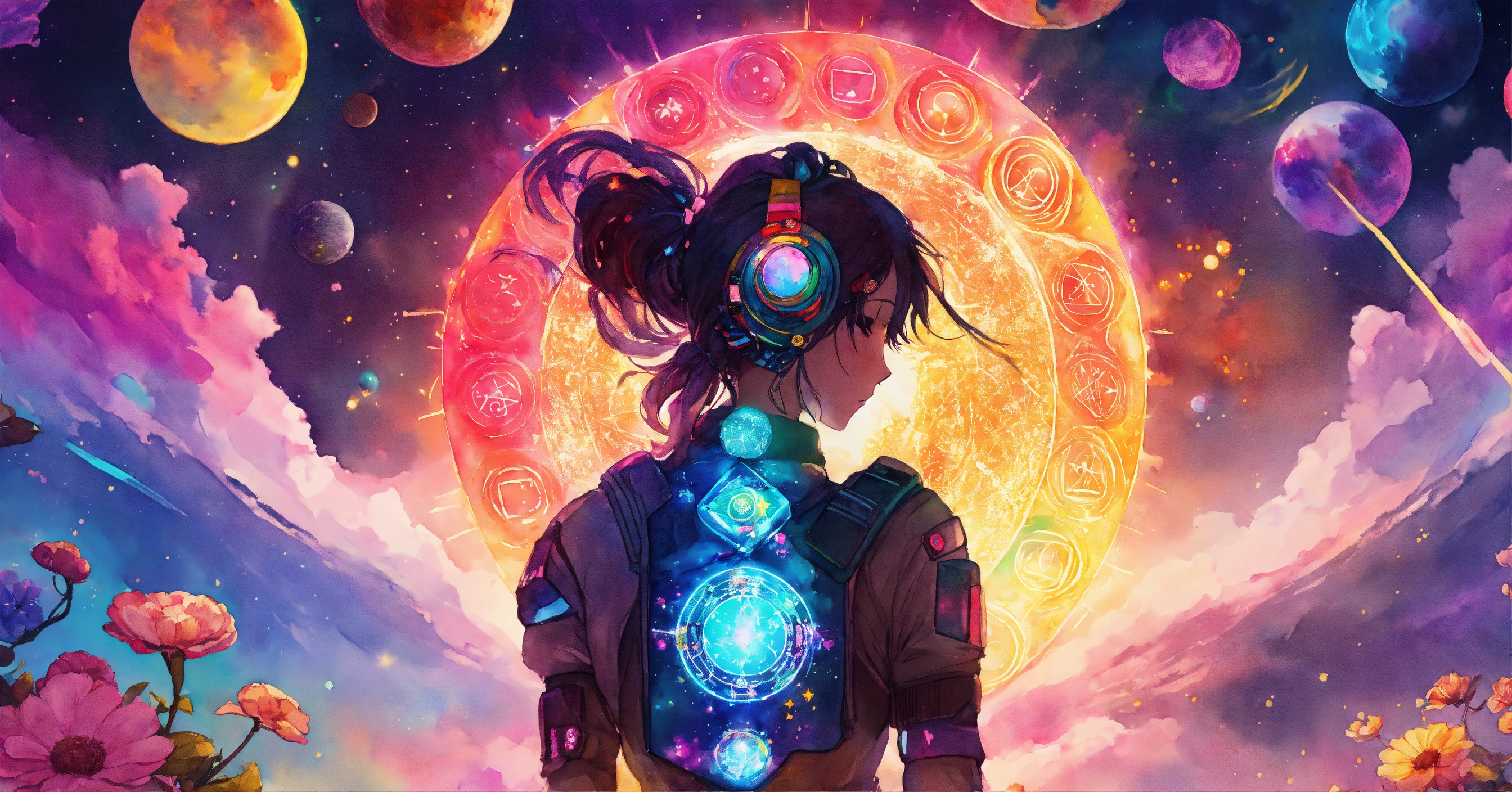 Lexica - Watercolor cyberpunk Digital anime art, the seven chakras ...