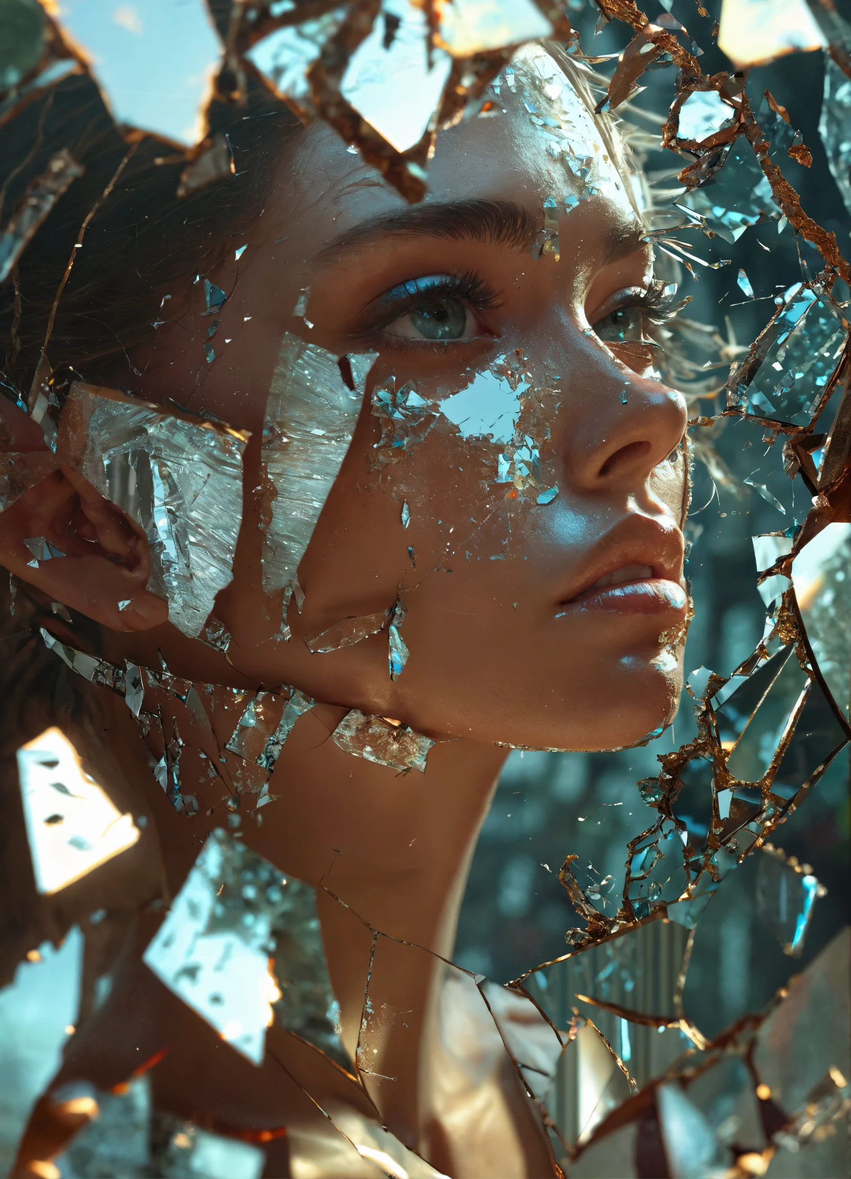 Lexica - "fantasy goddess of mirrors", reflective, shatter, crash ...