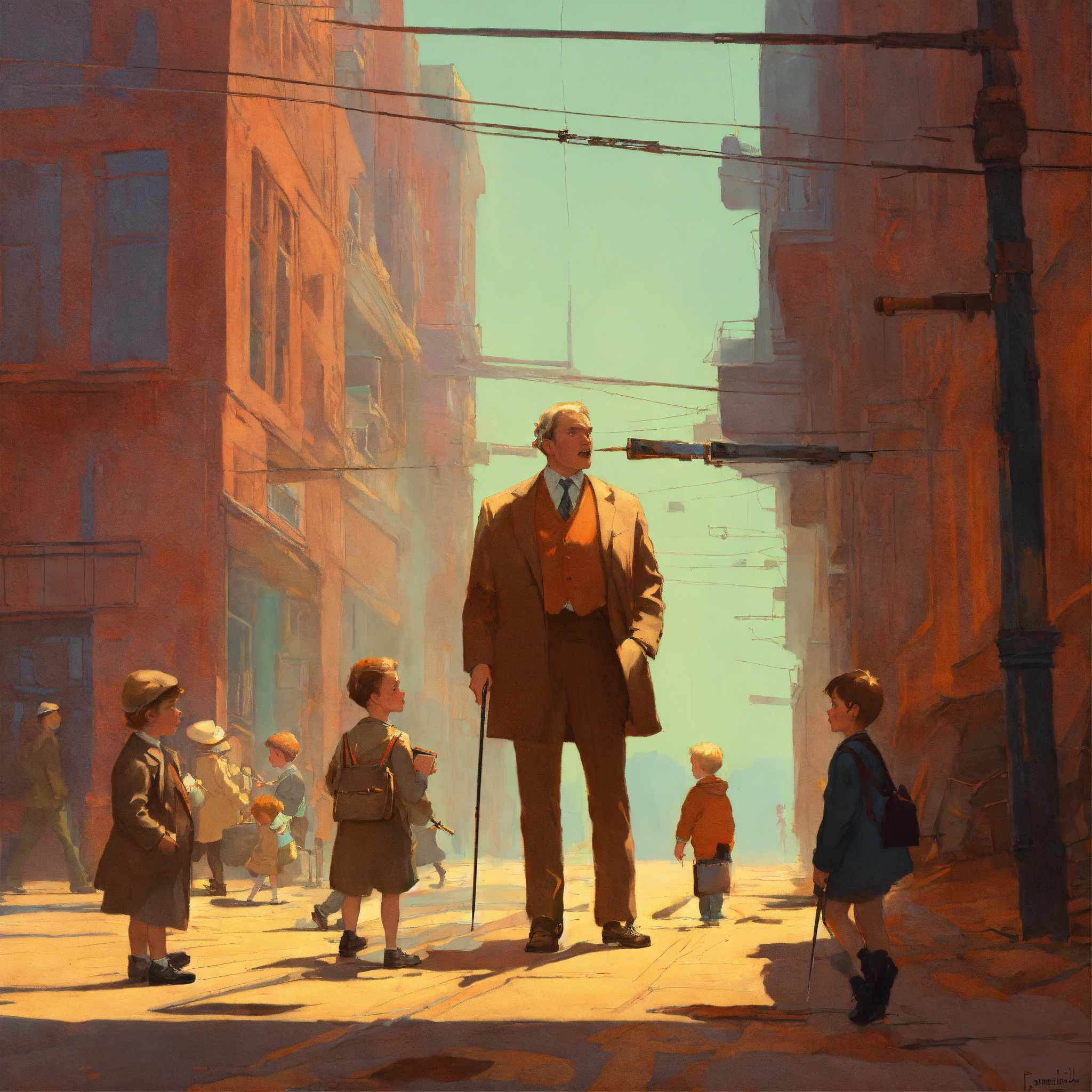 Lexica - English teacher with a pointer and rods, frightened children ...