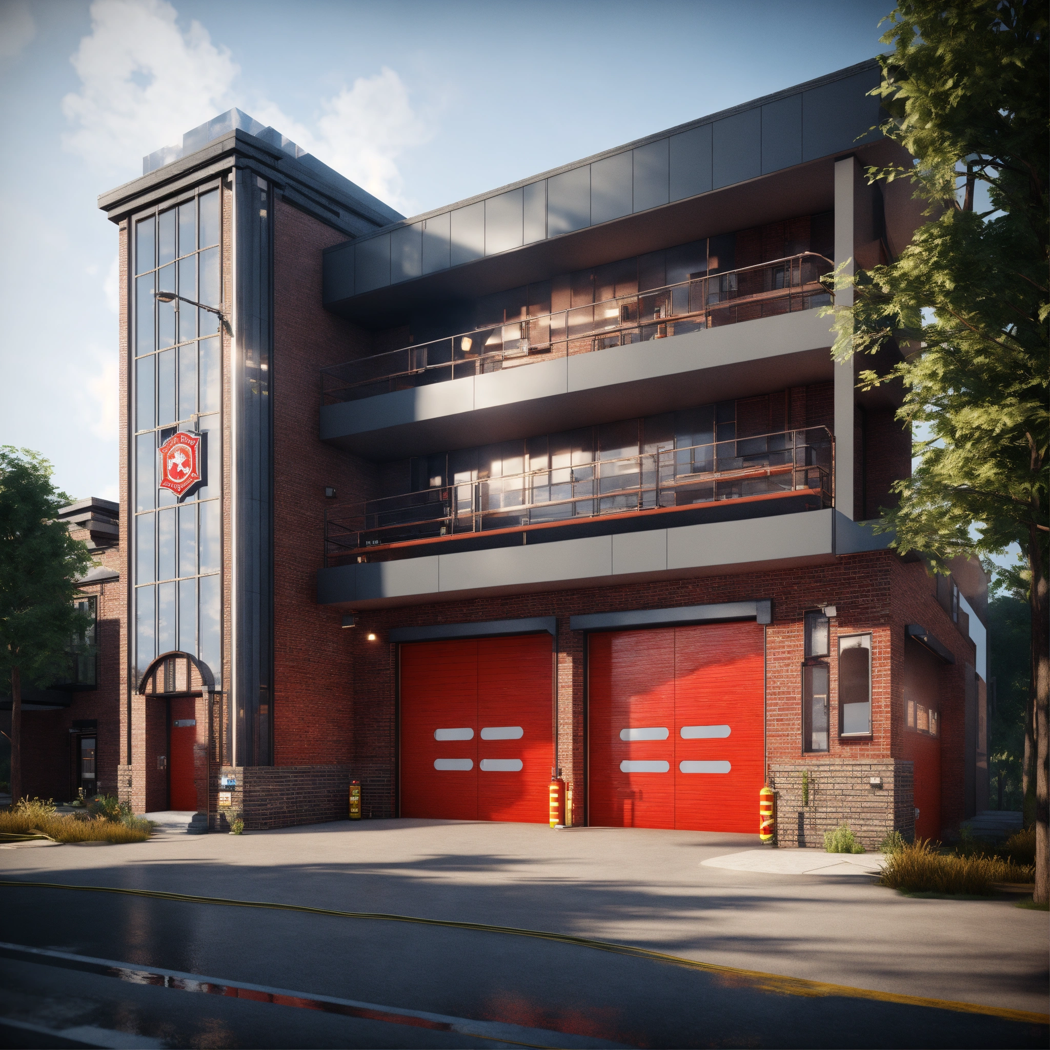 Lexica - Fire station, unreal engine render 8k.