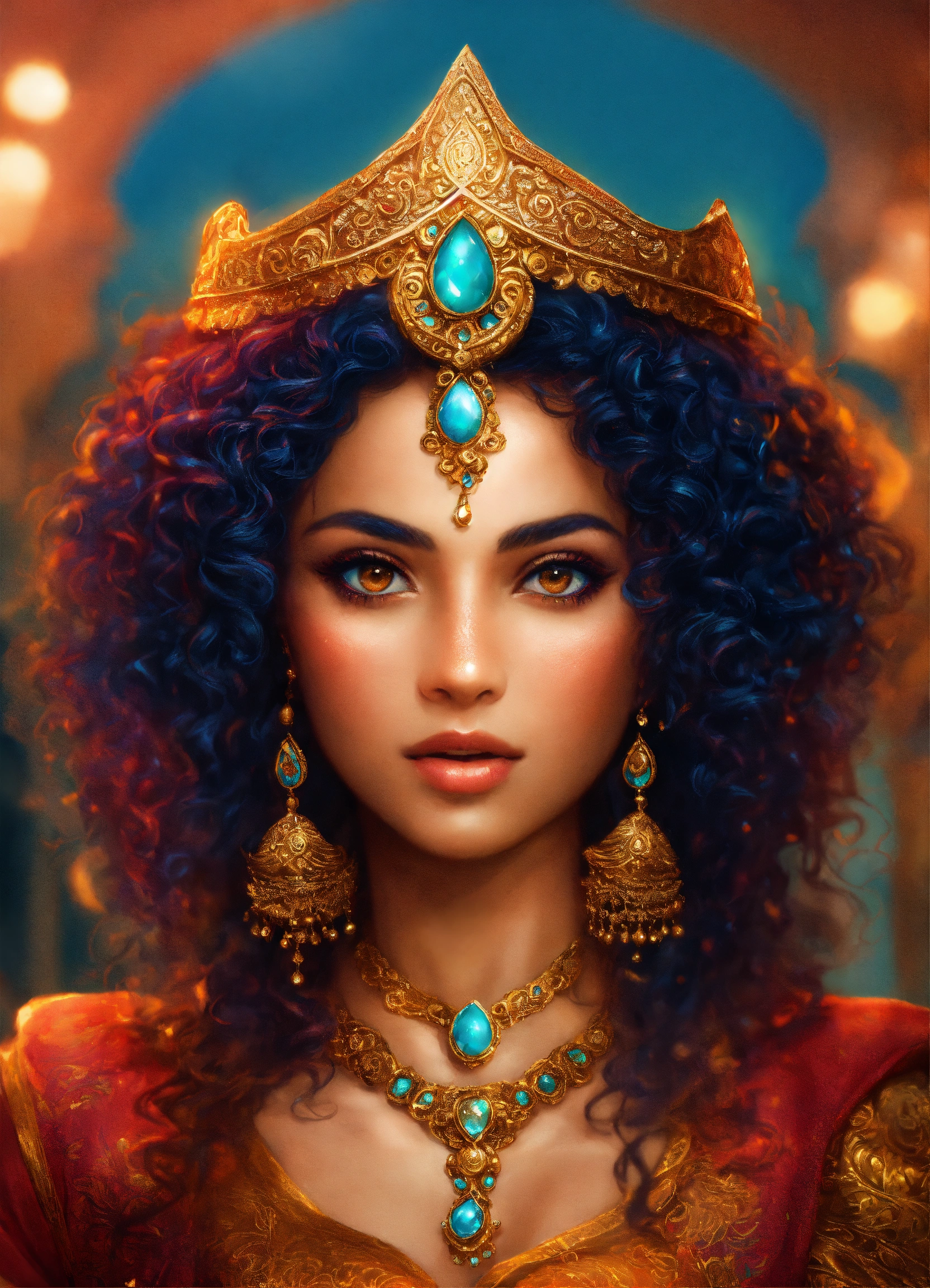 Lexica - "fantasy bollywood Merida", big hair, dancer, magical, genie ...