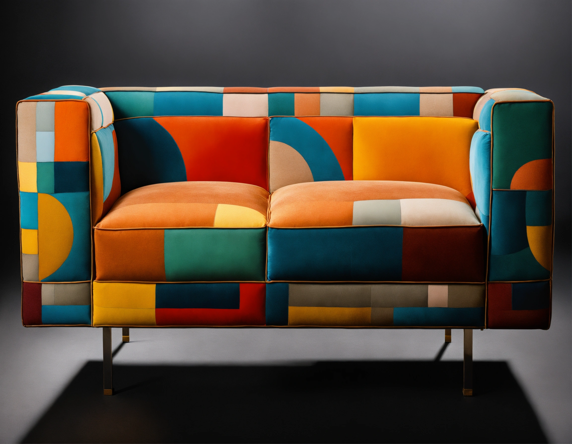 Lexica - Cubist sofa in René Magritte design on black background