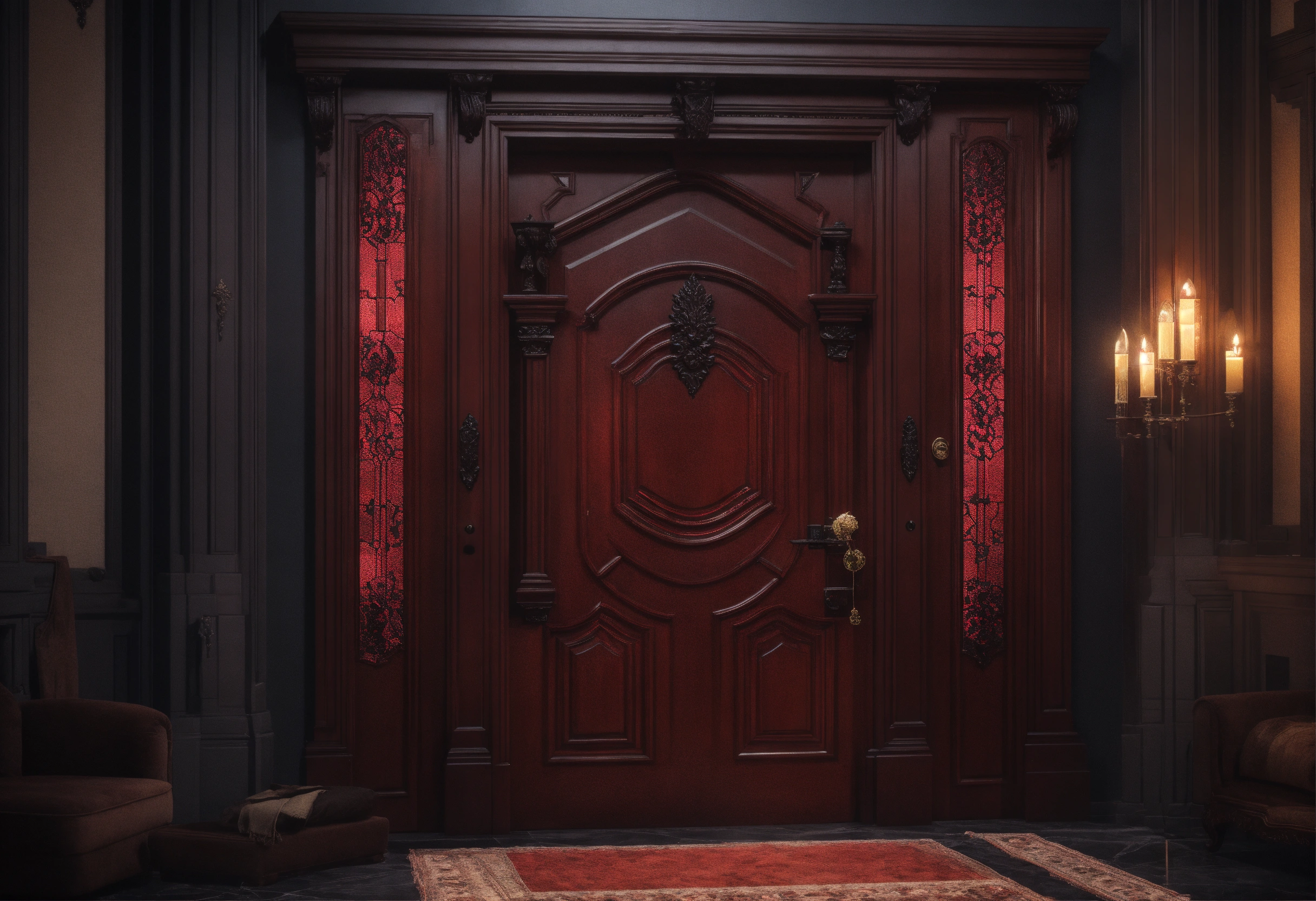 Lexica - A dark modern vampire mansion door