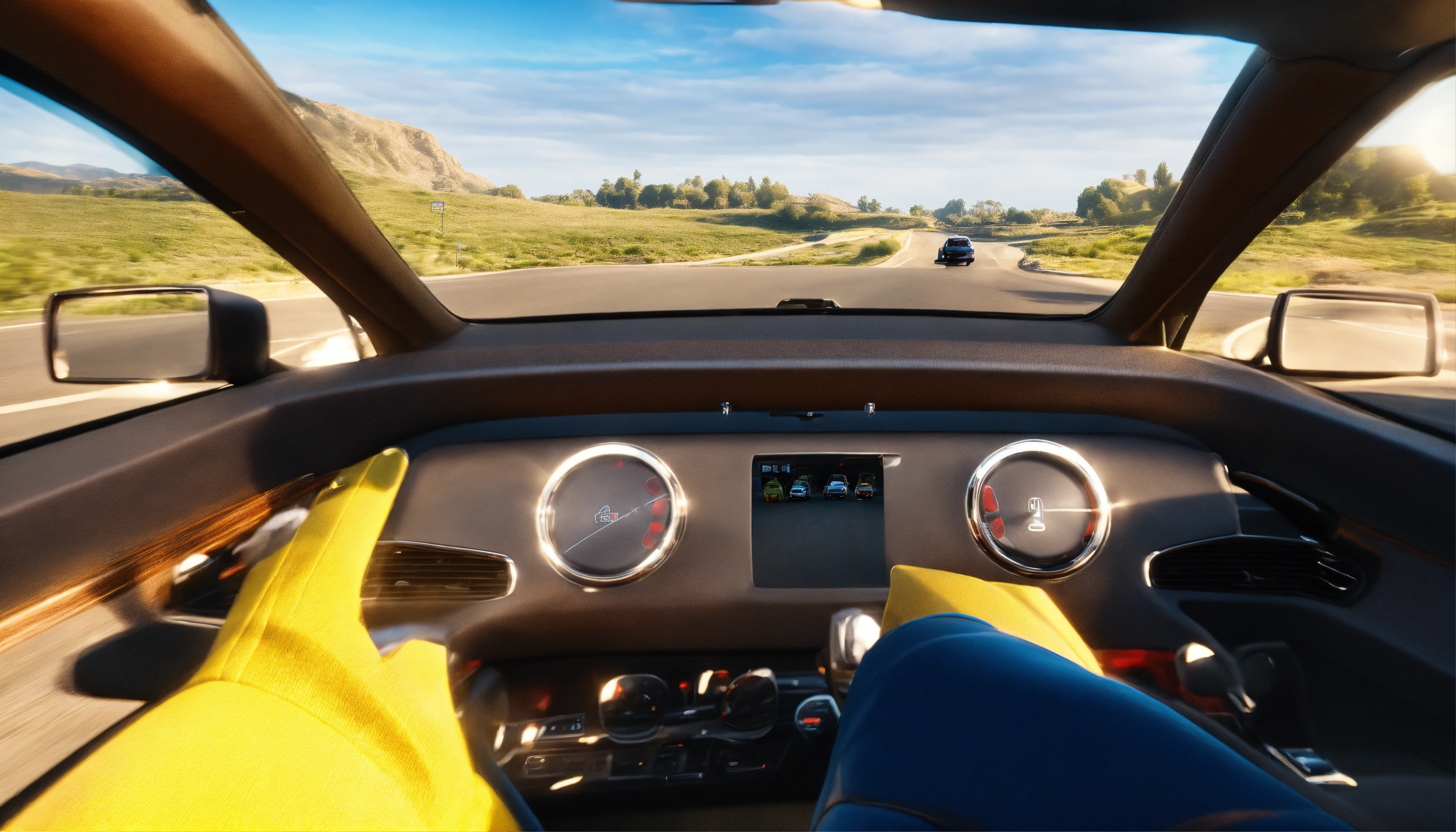 Lexica - Person driving a car, semi photo realistic, car driving ...