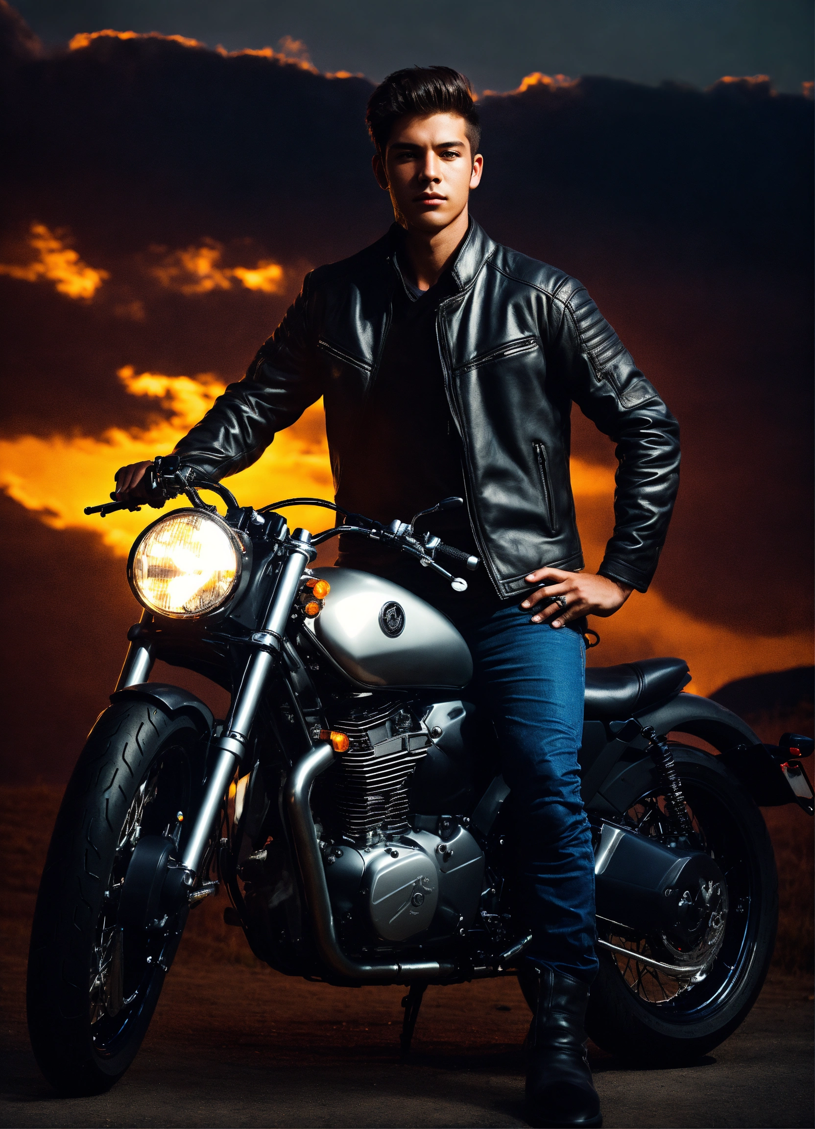 Lexica - Handsome young adult male motorcycle rider realistic on ...