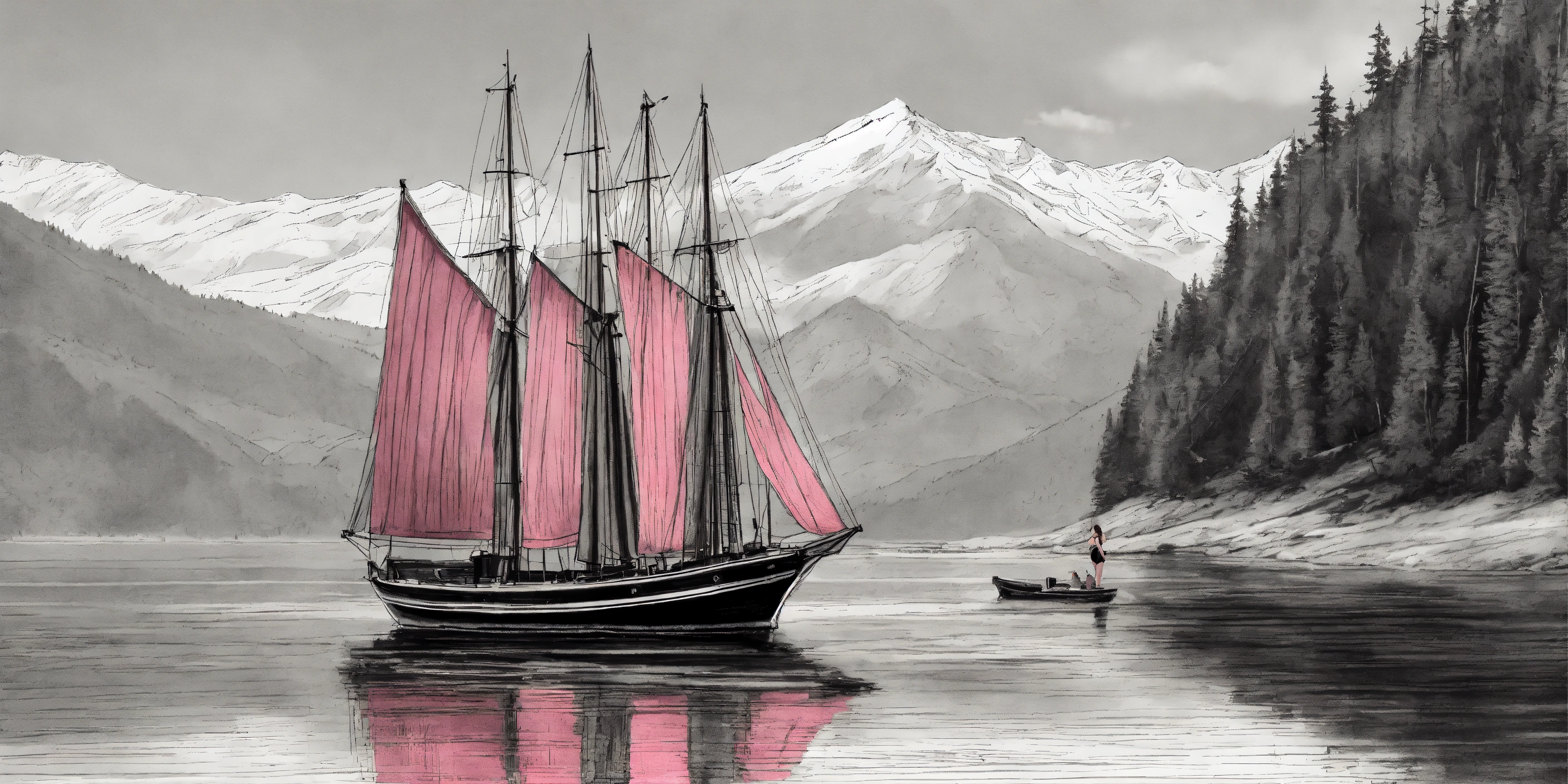 Lexica - Ship, Woman in pink swimsuit Shepard, Carpathian Mountains ...