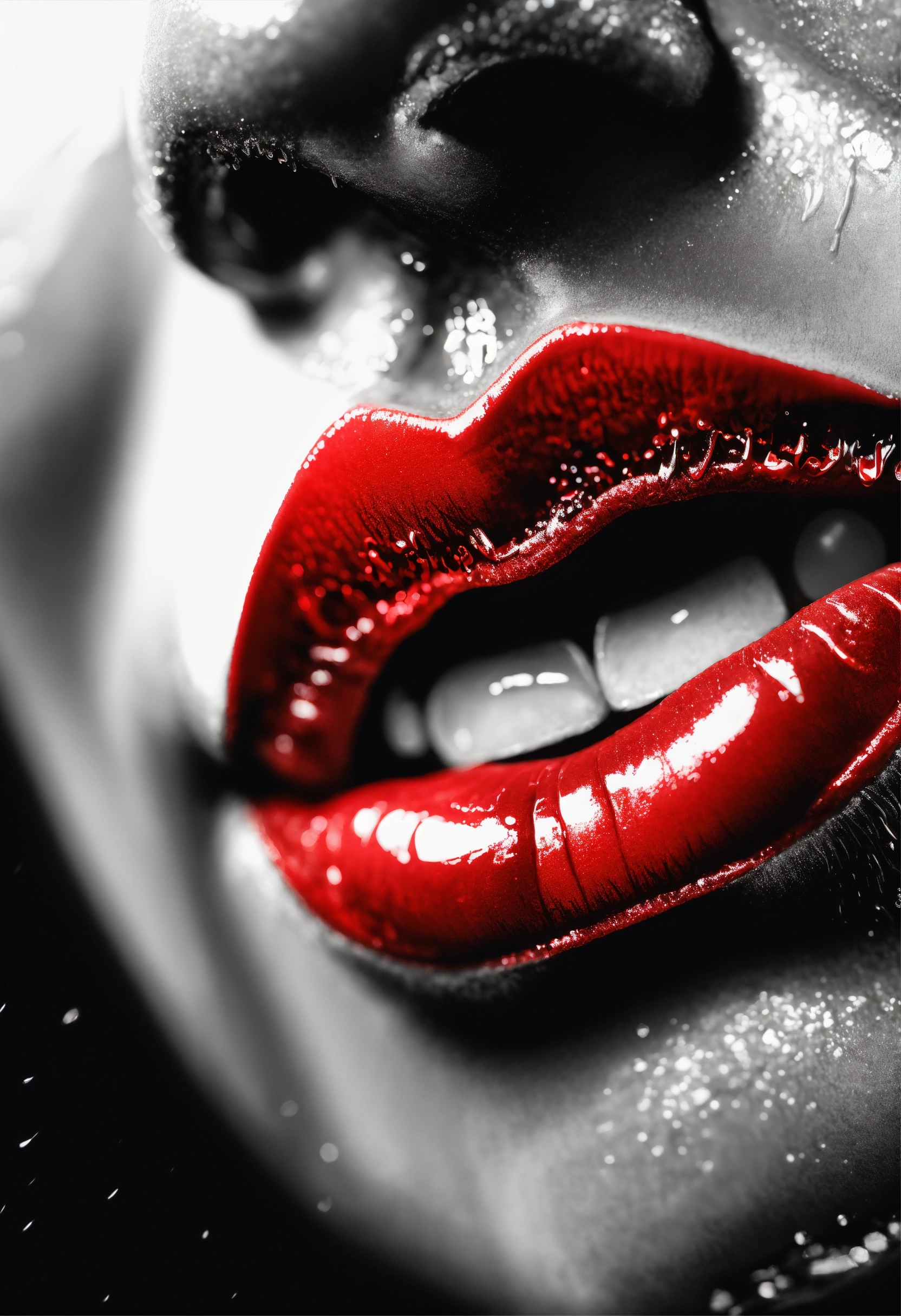Lexica - Photorealistic, black and white, extreme close up, lips ...