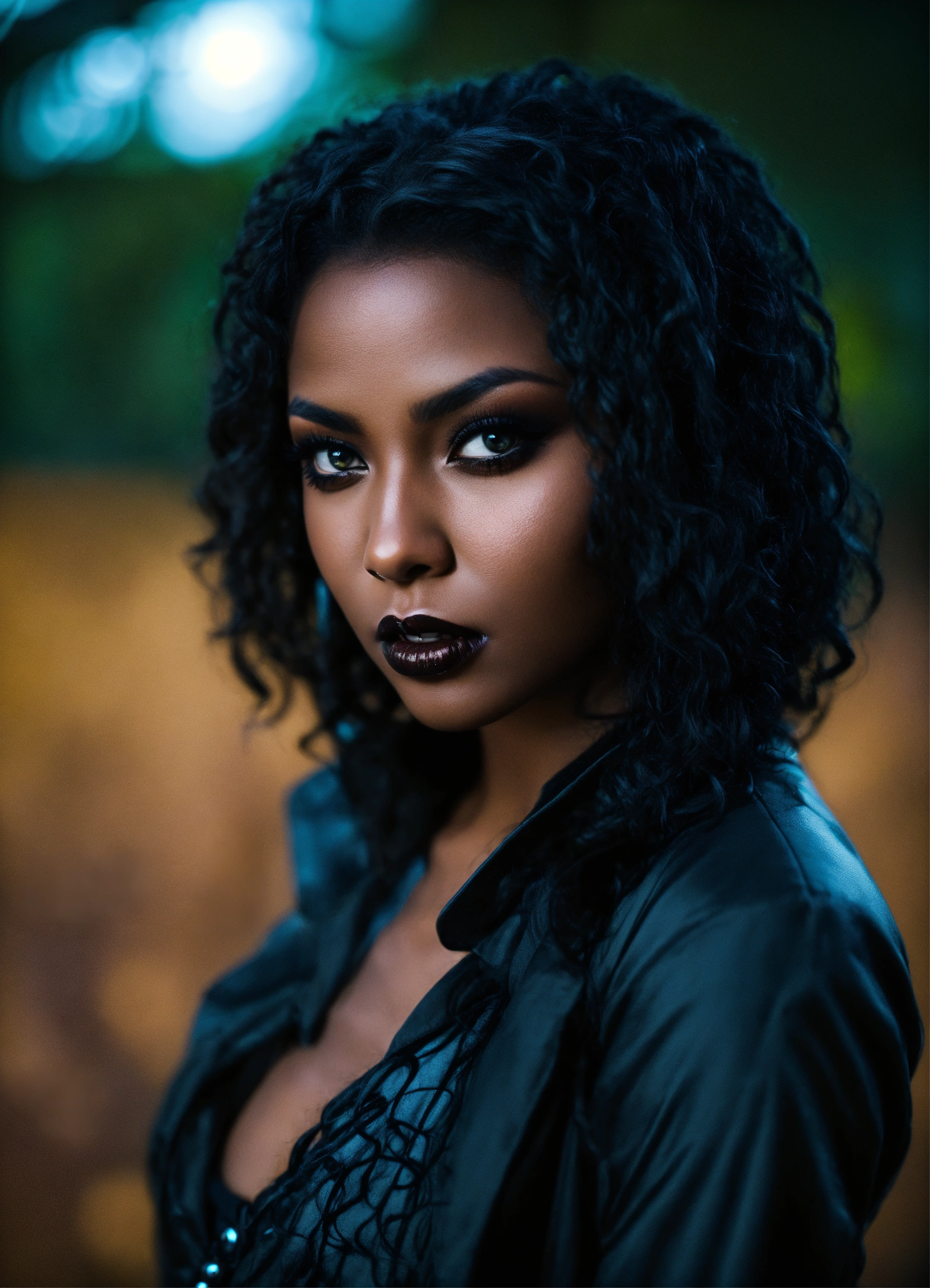 Lexica - Beautiful black vampire female read eyes