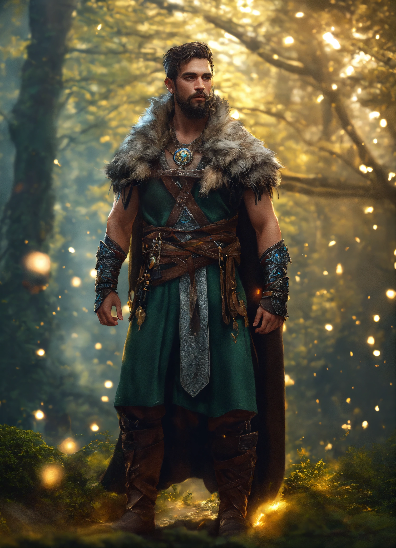 Lexica - A realistic full body portrait of a male druid, using powerful ...