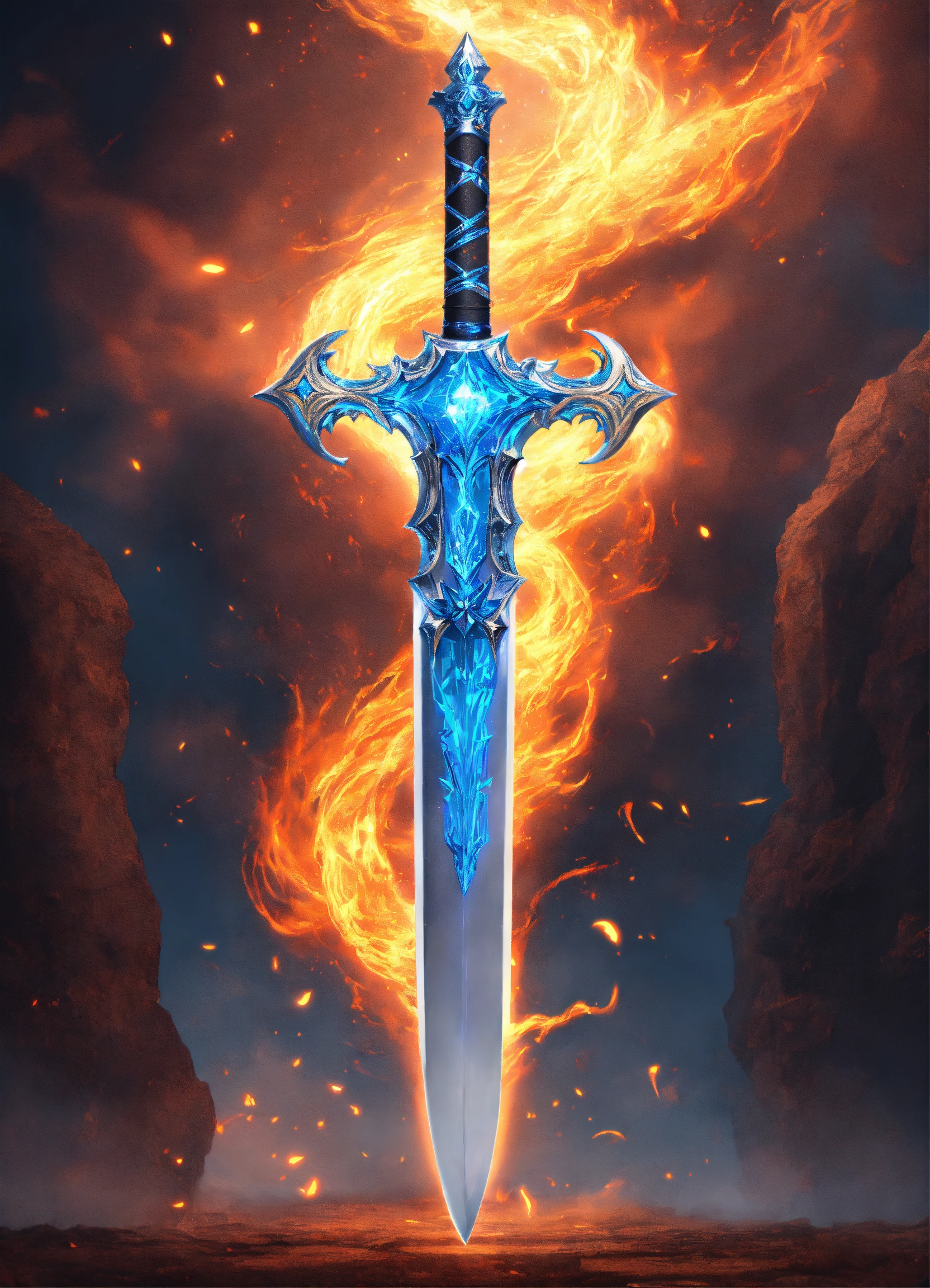Lexica - An astral sword with a blade made of azure flames