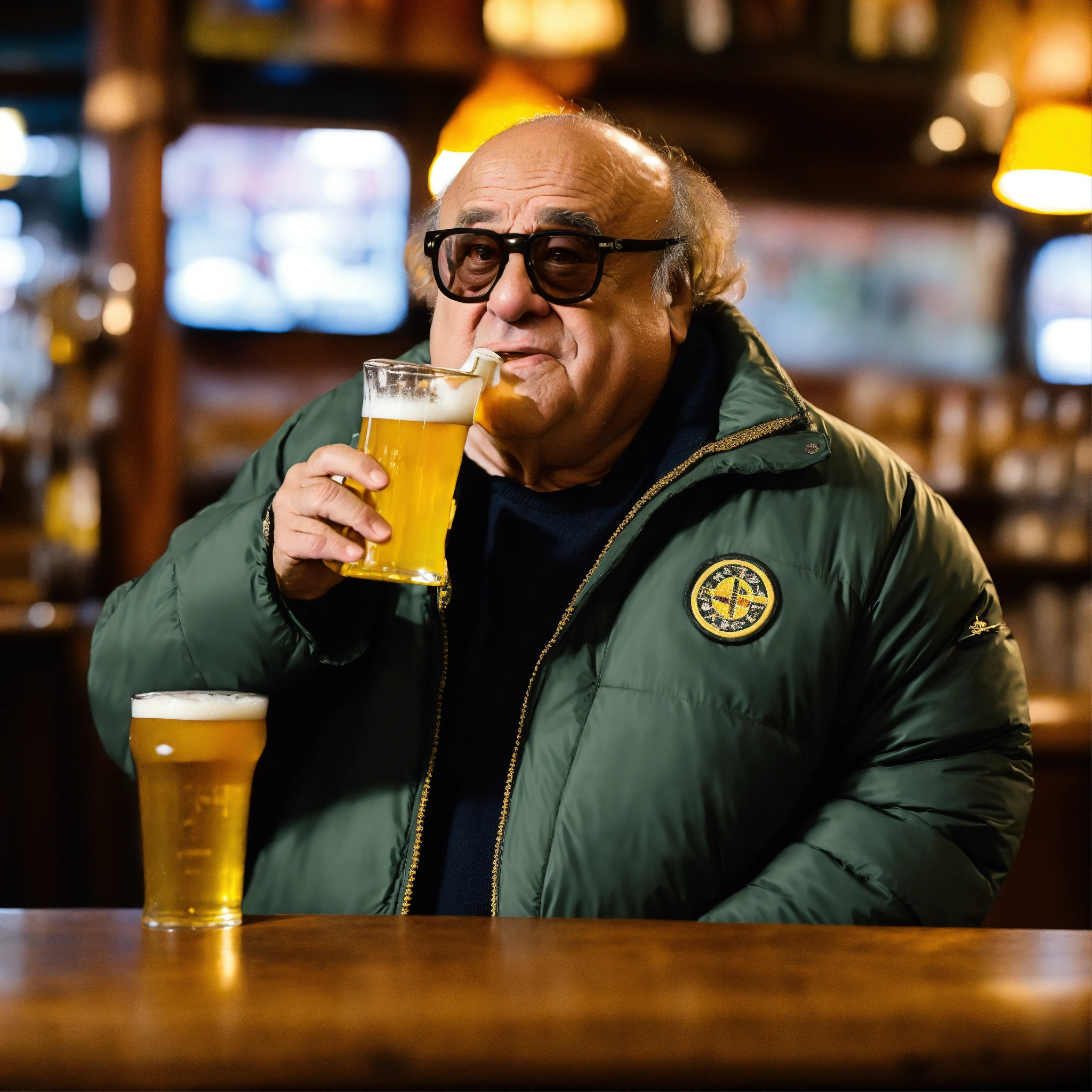 Lexica - Charva Danny DeVito wearing a stone island puffer jacket, he ...