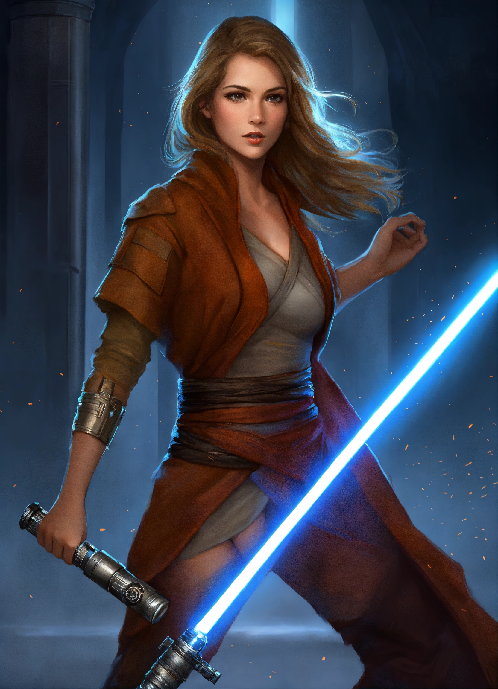 Lexica - Female Jedi warrior with lightsaber