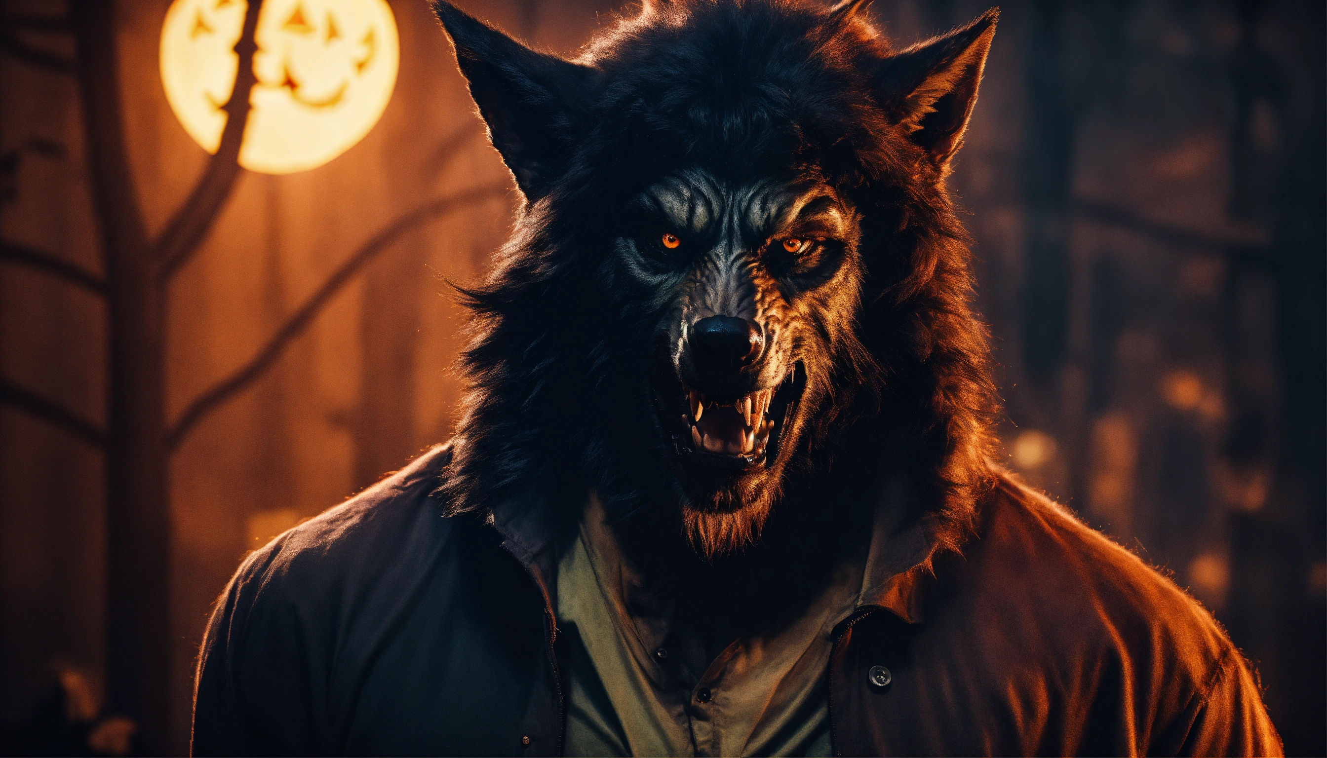 Lexica - Image of a scary man disguised as a werewolf, Halloween ...