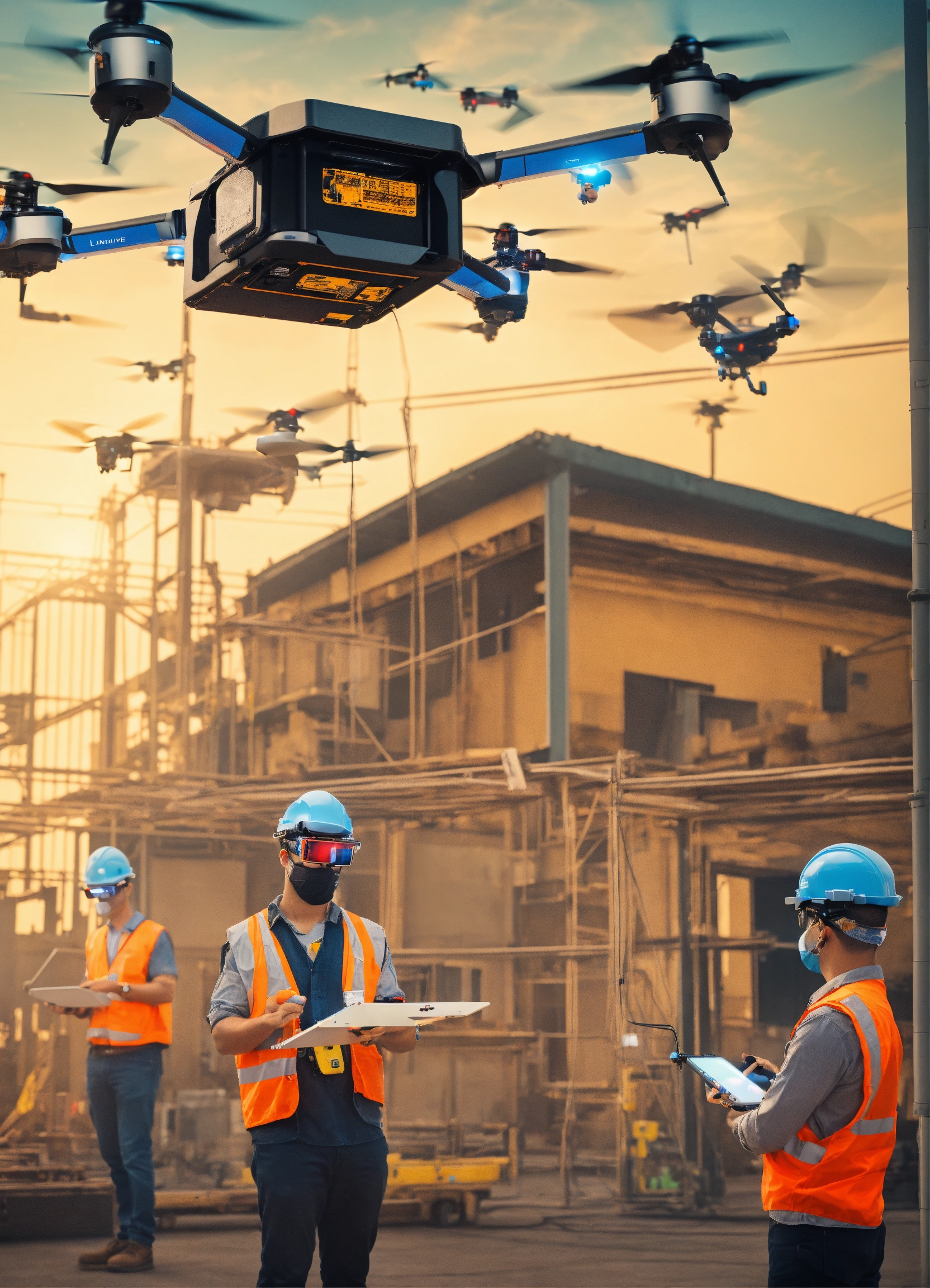 Lexica - "laborers using 3D augmented reality glasses for danger ...