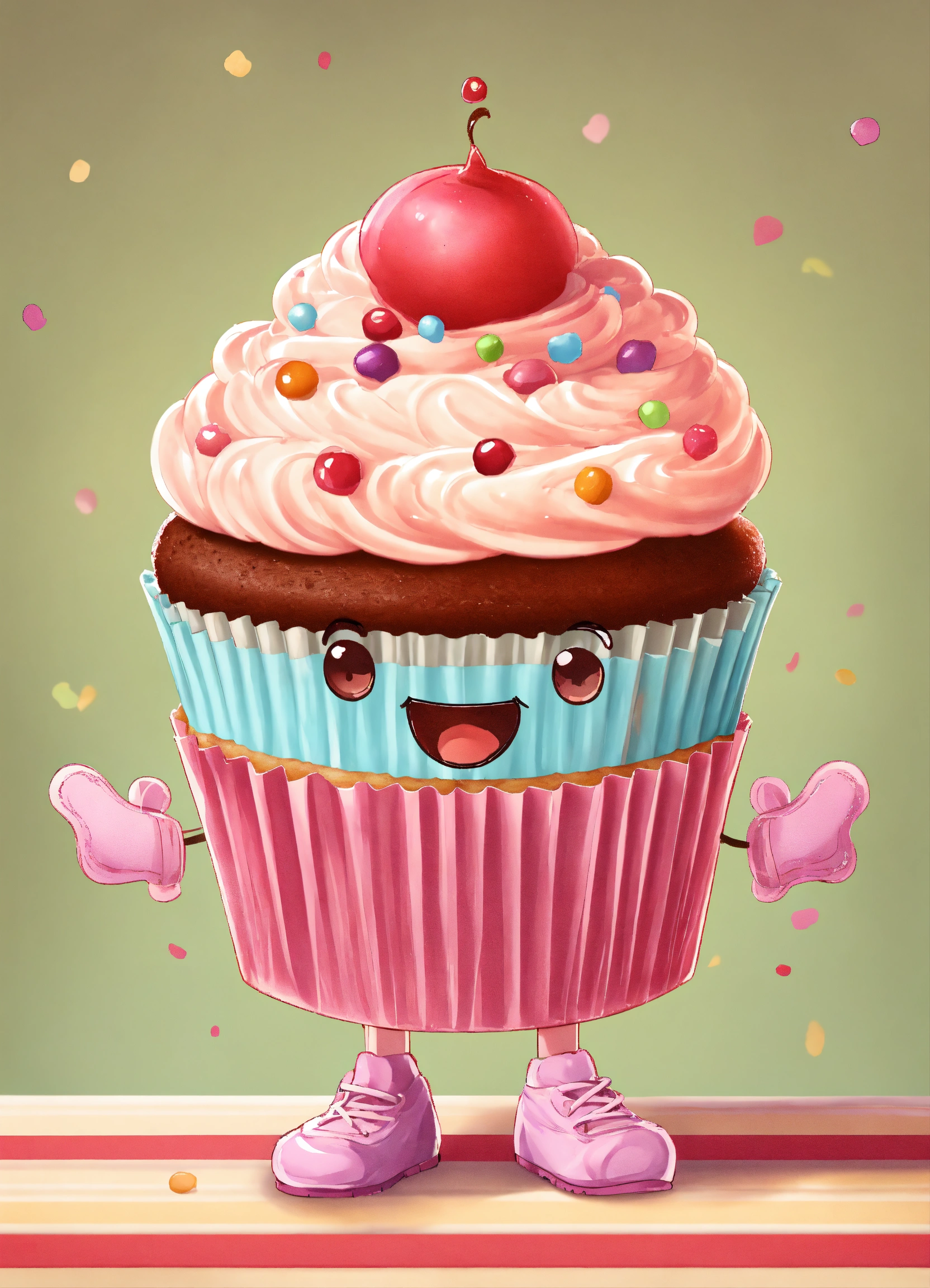 Lexica - A cupcake character is a portrait with arms and legs and a ...