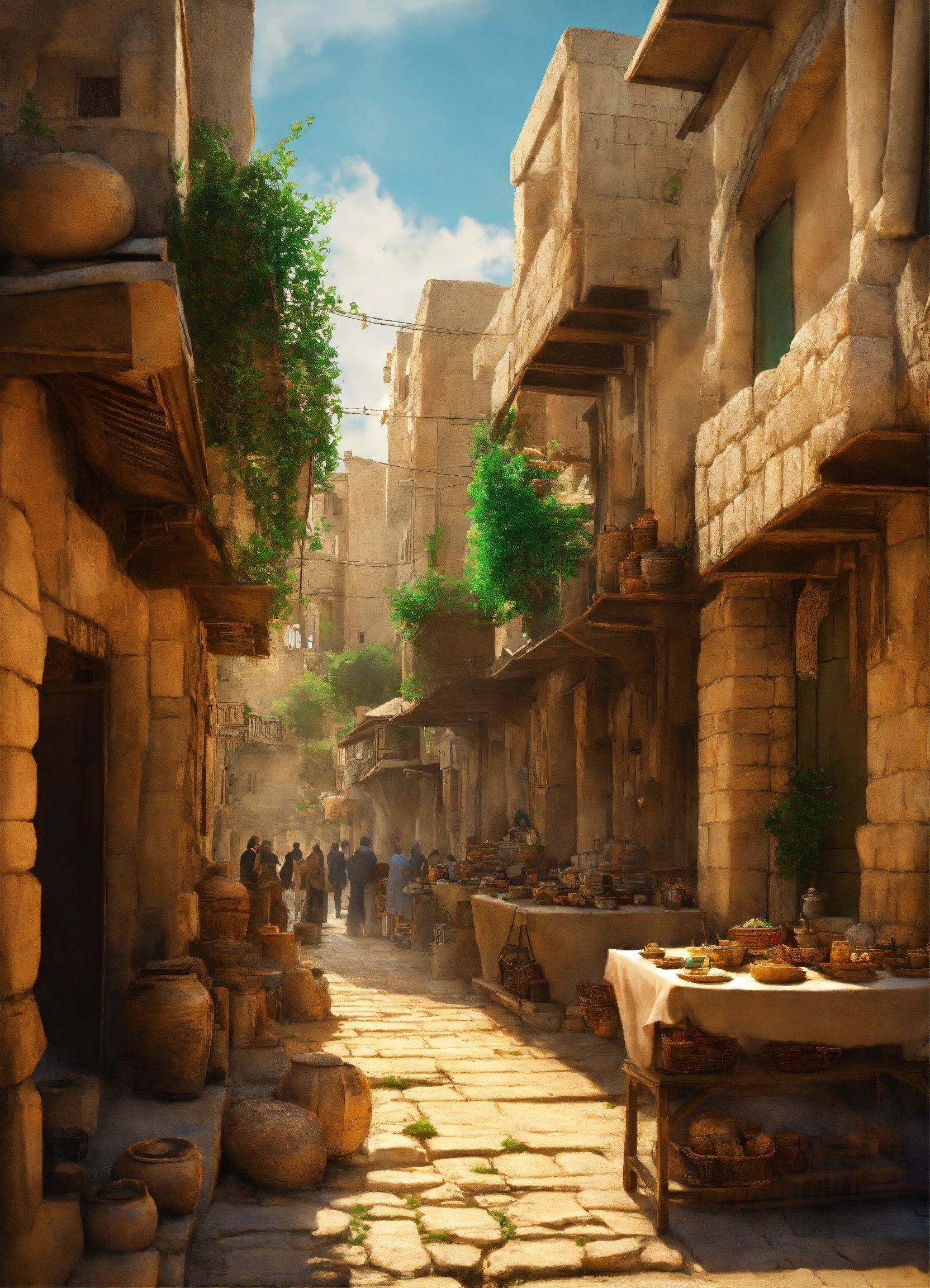 Lexica - Lively city in ancient Israel under king solomon city street view