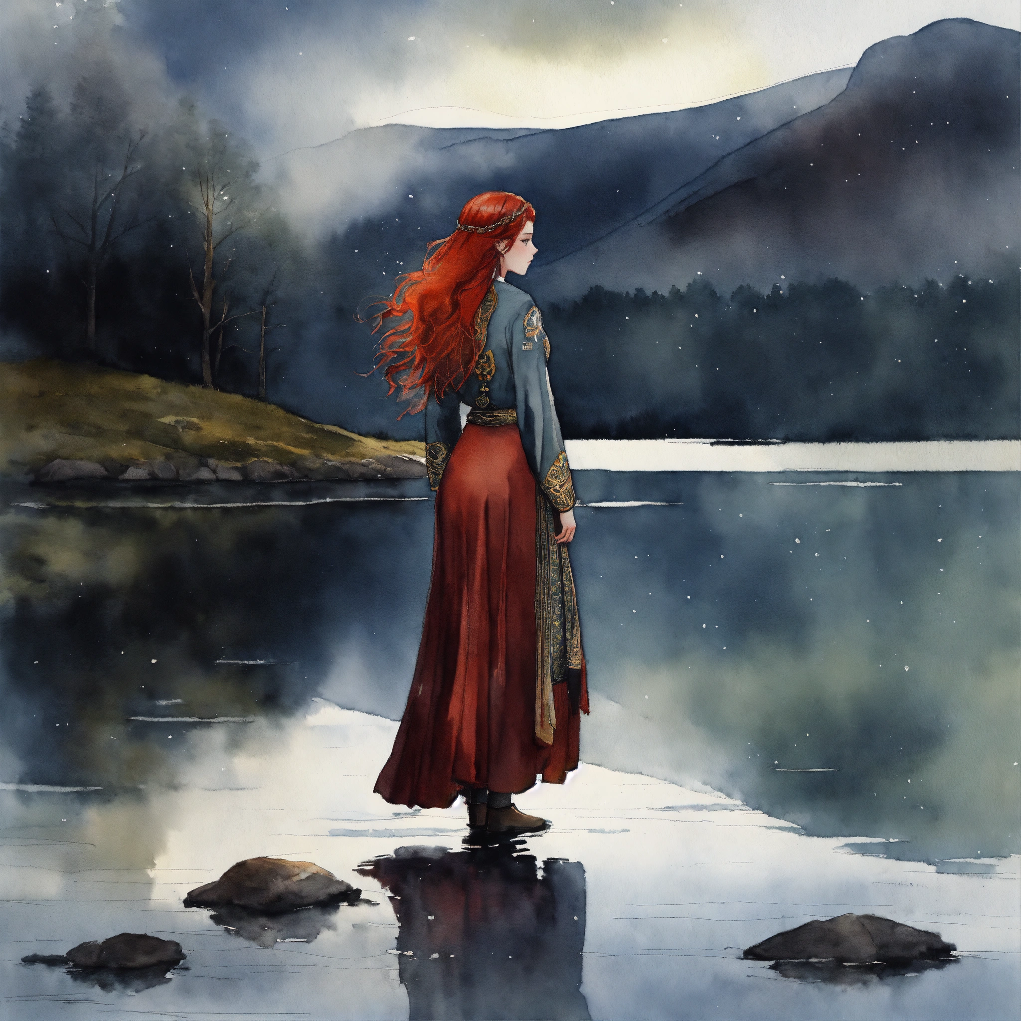 Lexica - Full body Illustration of a woman, young, 18 years old, red ...