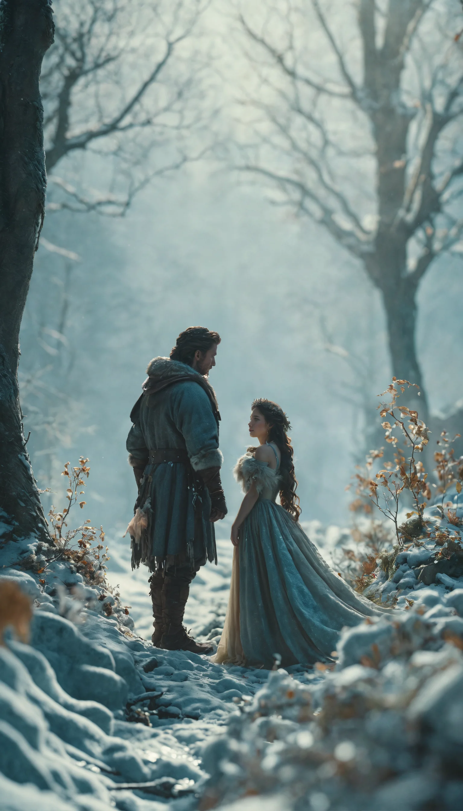 Lexica - Man and beautiful girl full-length, winter fairy tale, fantasy ...