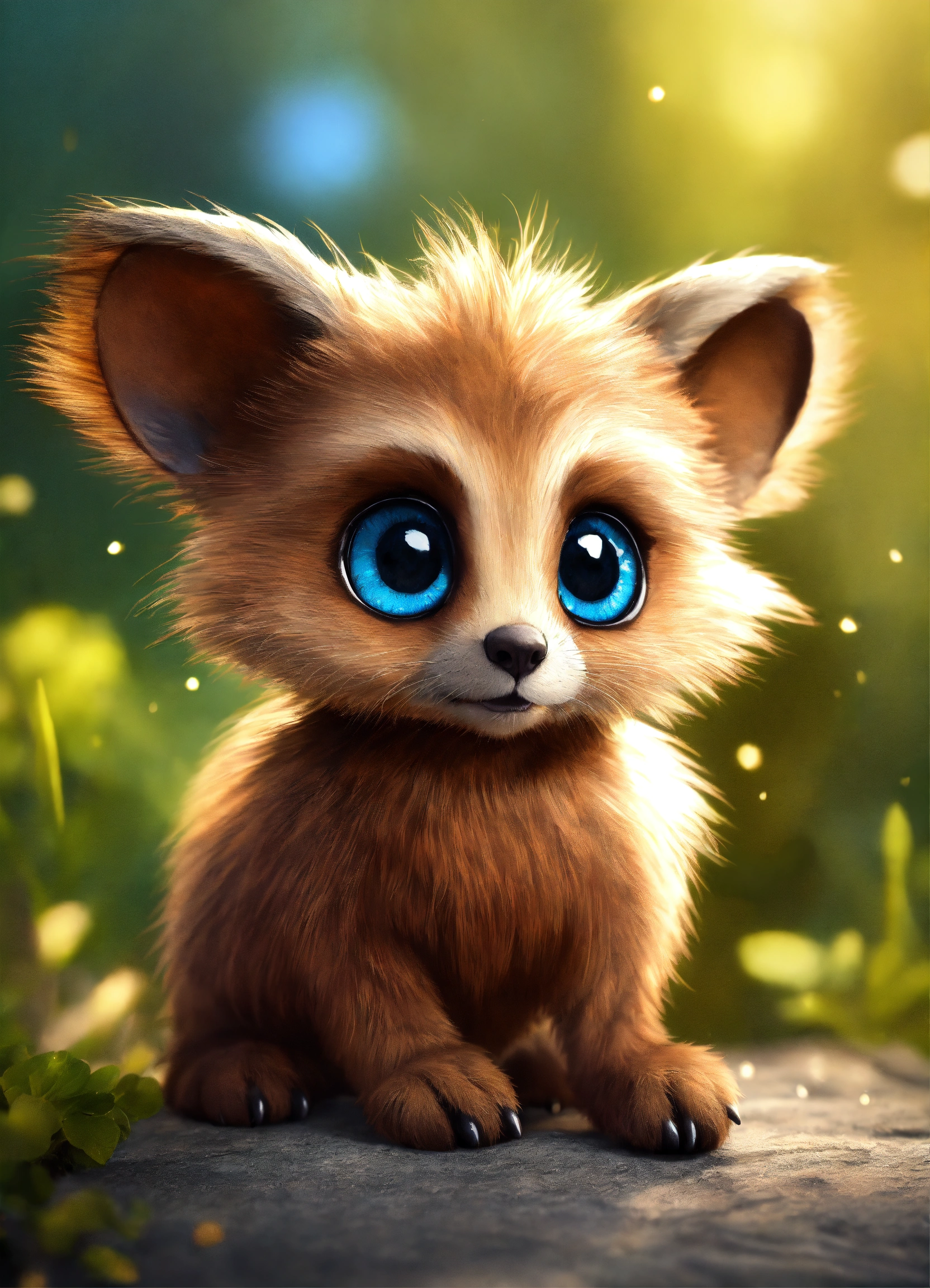 Lexica - Beautiful little furry brown creature with blue eyes perfect ...