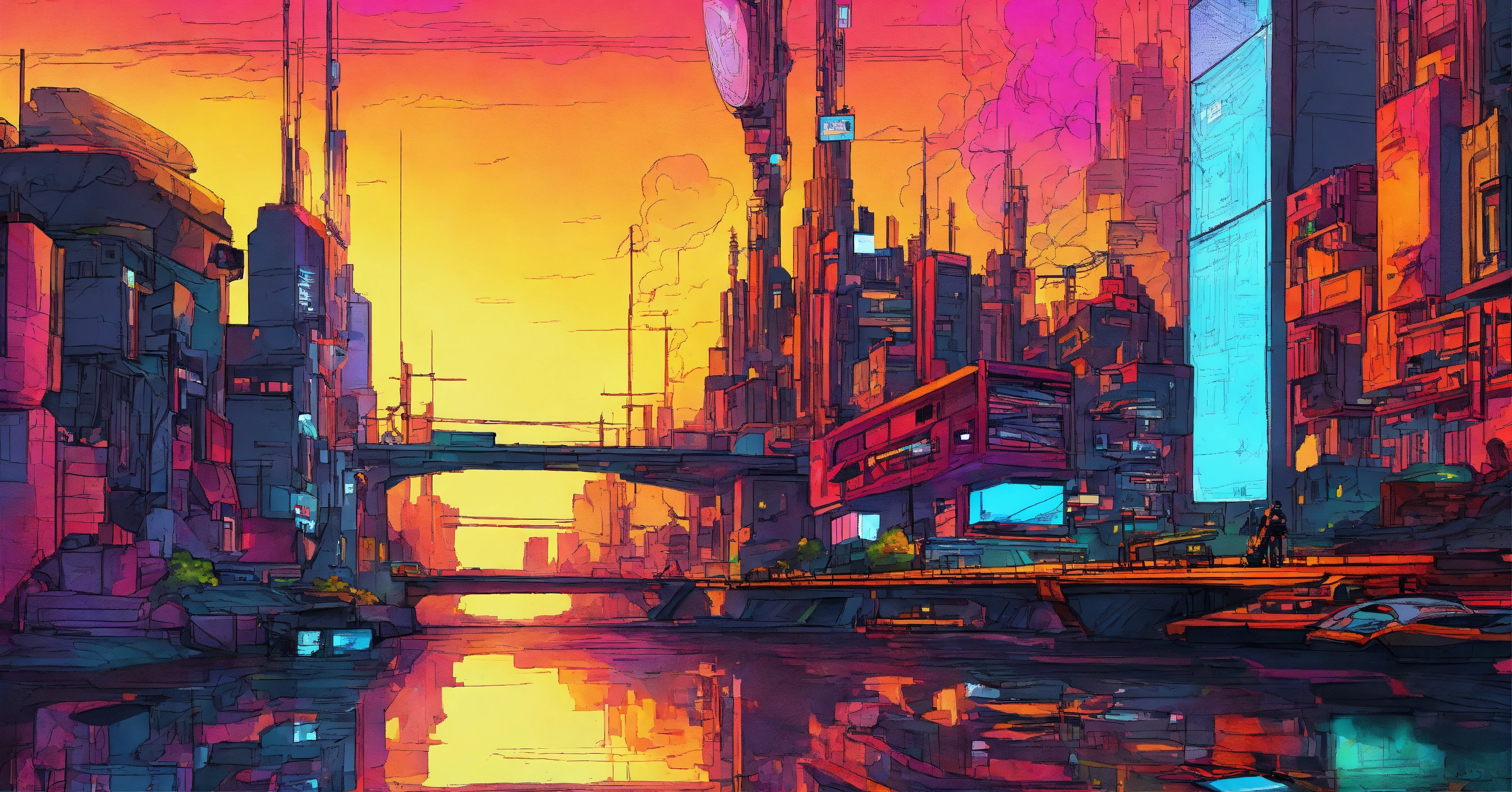 Lexica - Create a vector pencil sketch of the cyberpunk on Earth using ...
