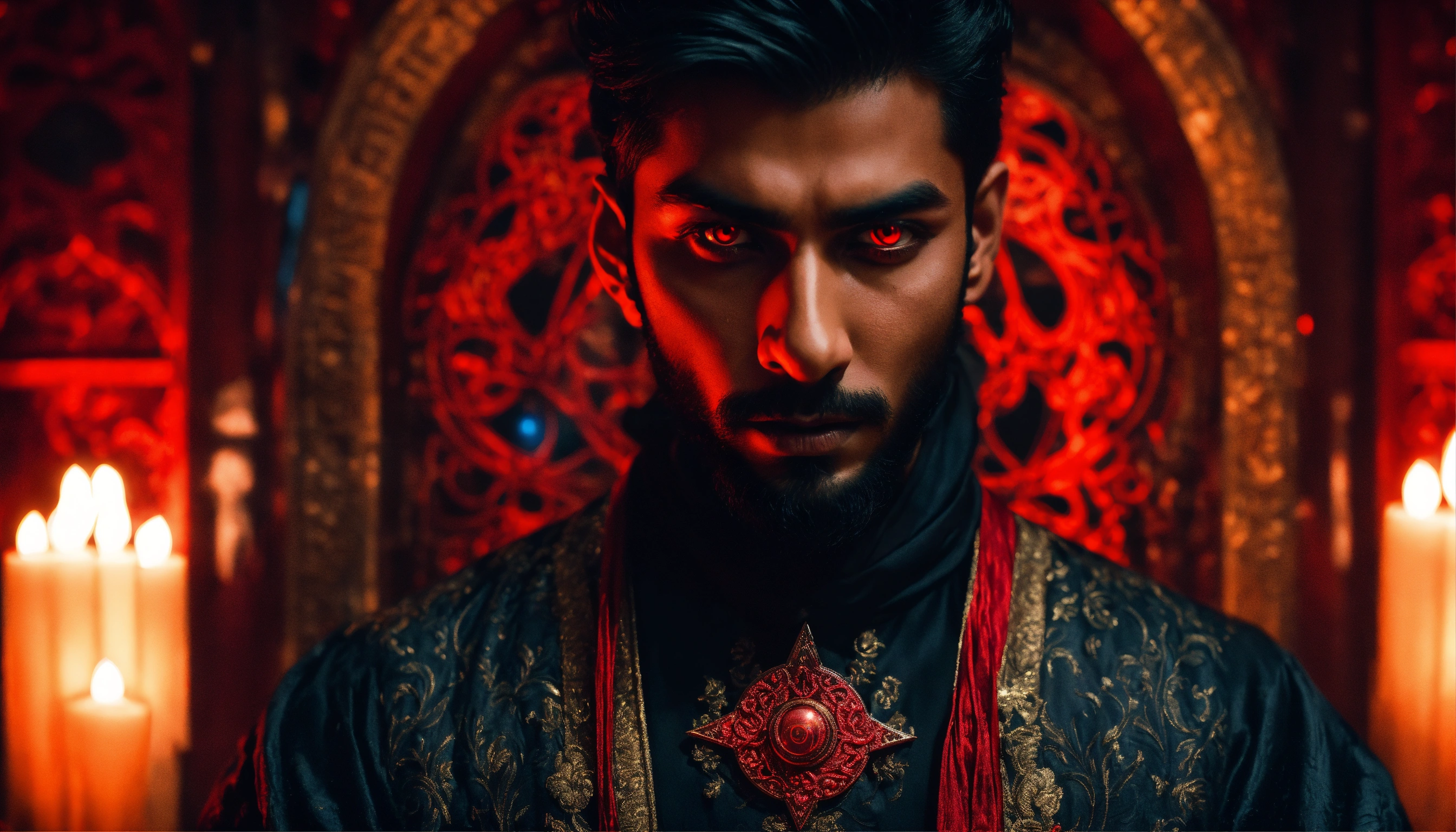 Lexica - Sinister and dramatic portrait of a young handsome South Asian ...
