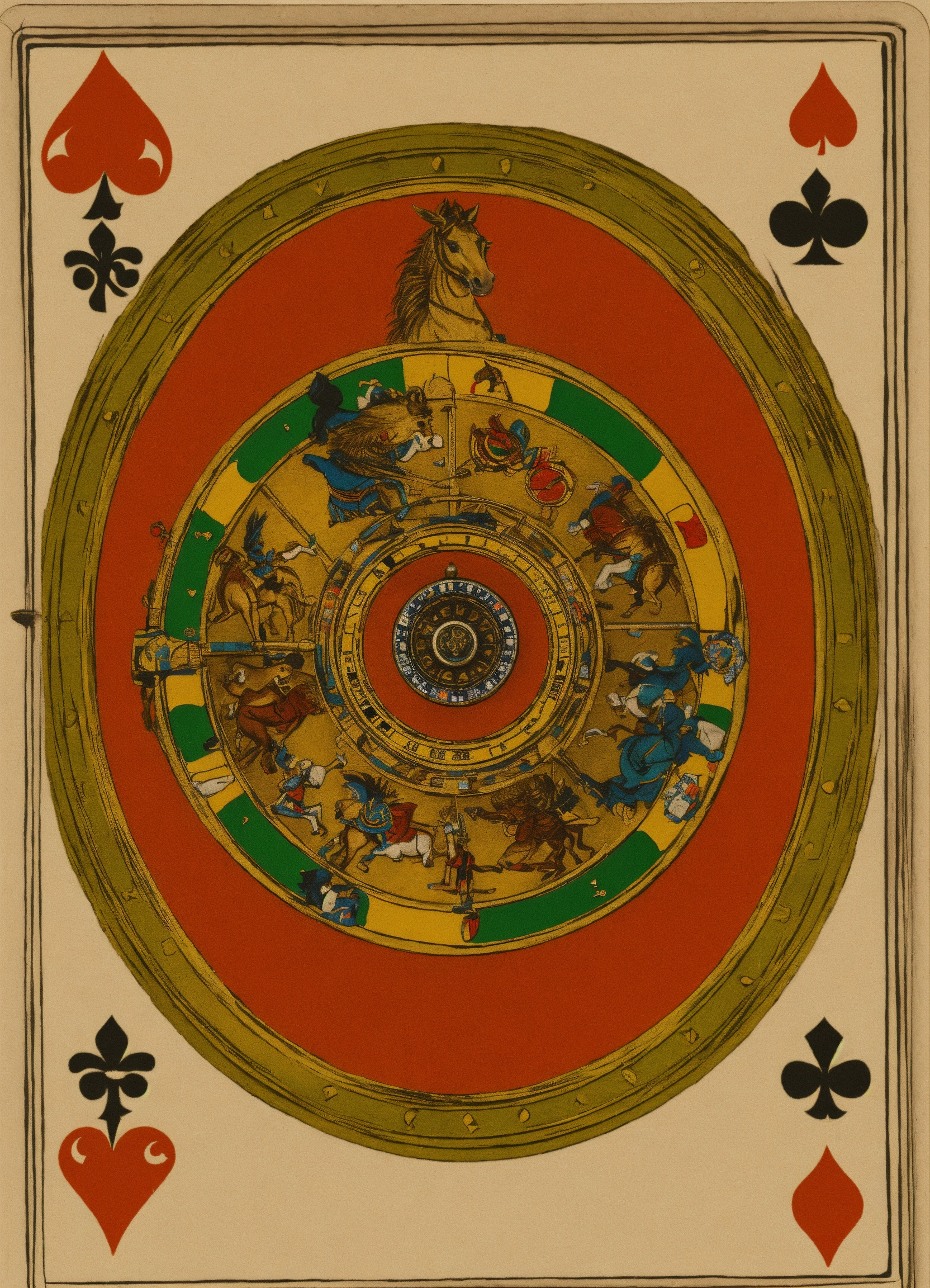 Lexica - Poker card with chariot wheels, 1 chariot wheel in each corner ...