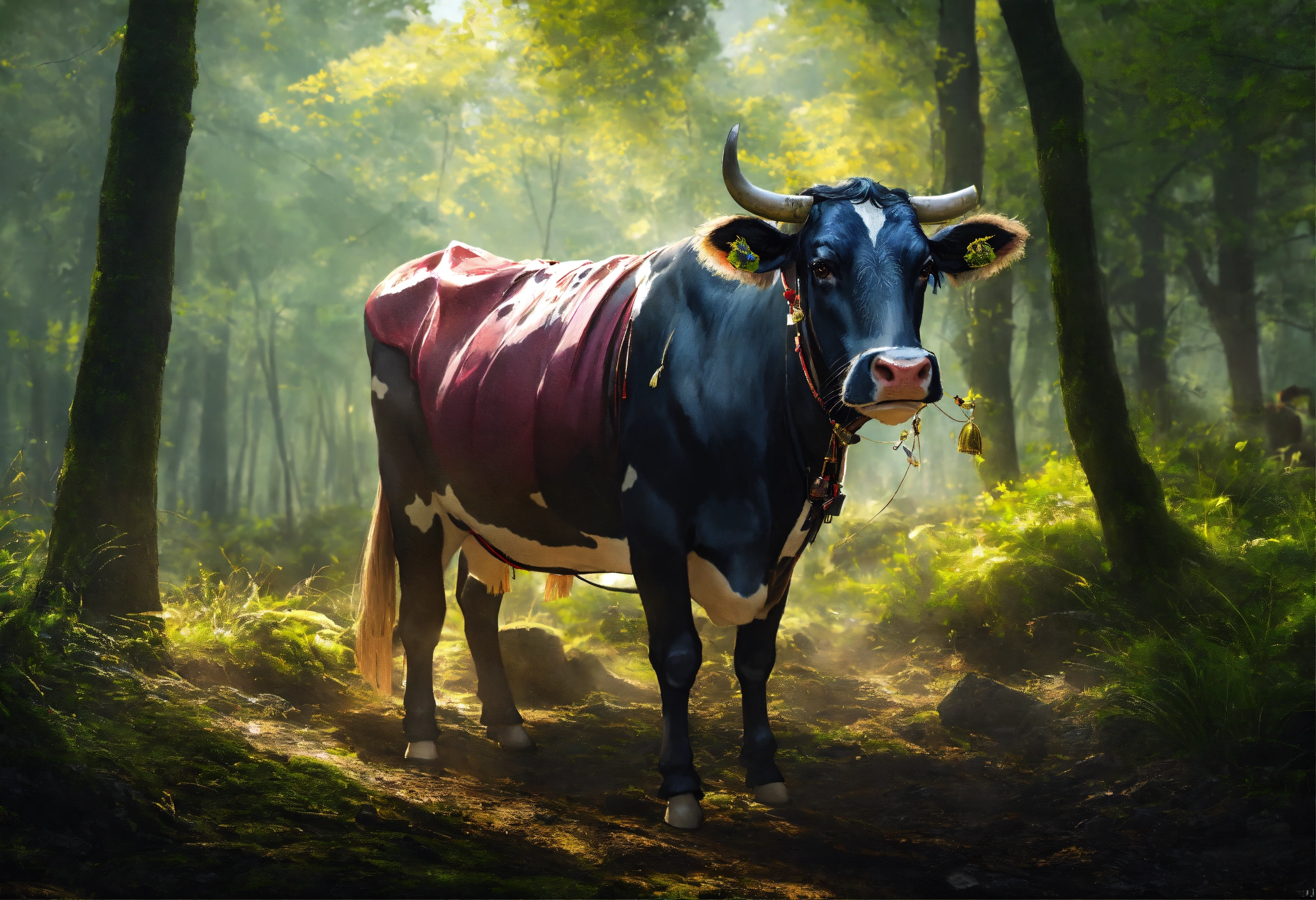 Lexica - Cow samurai. Forest clearing. Hyper realistic.