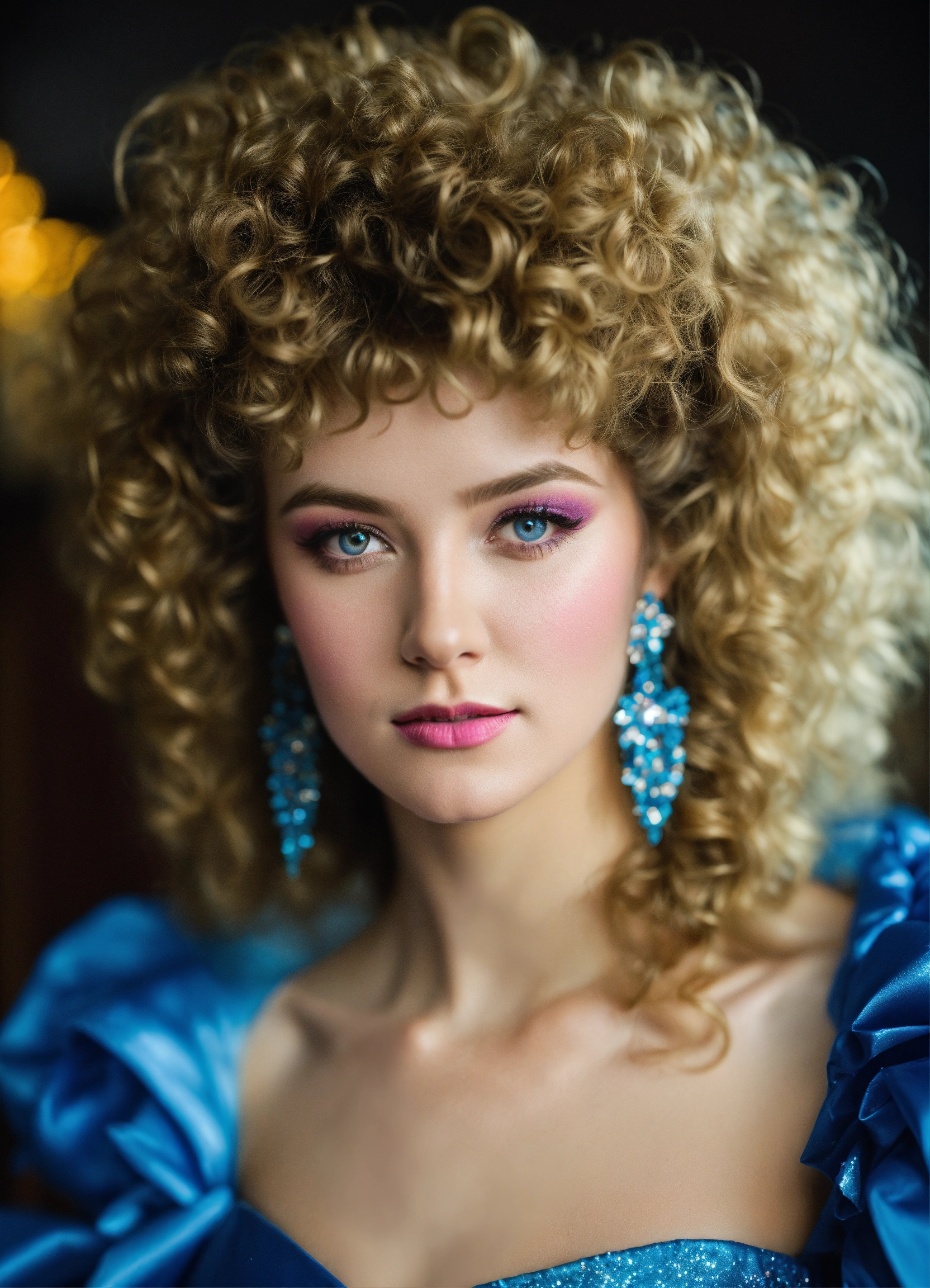 Lexica - "pretty 80s prom queen", 80s perm curls, huge fluffy 80s prom ...