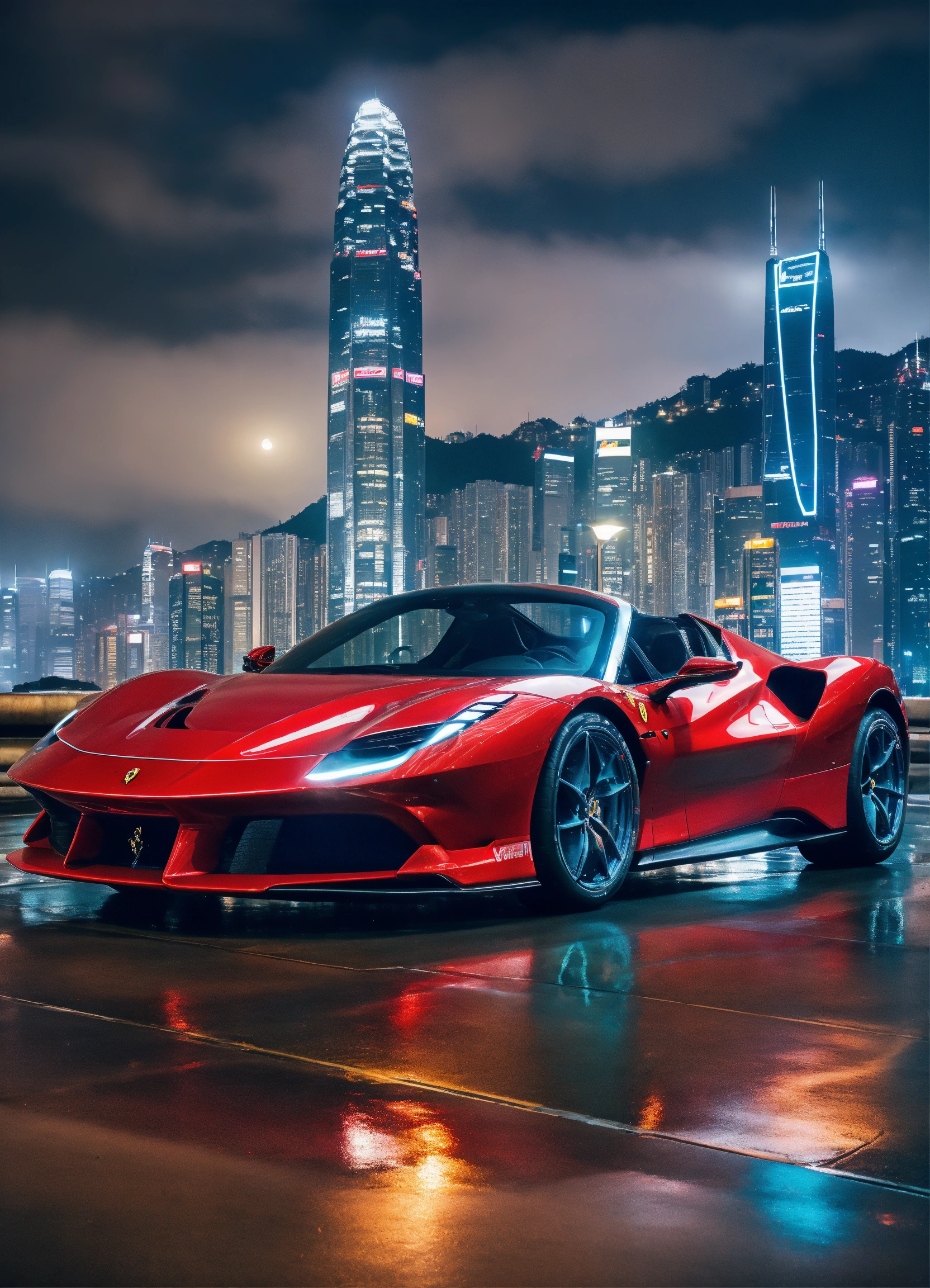 Lexica - 2023 Ferrari SF90 Stradale cyan, doors opened, metallic ...