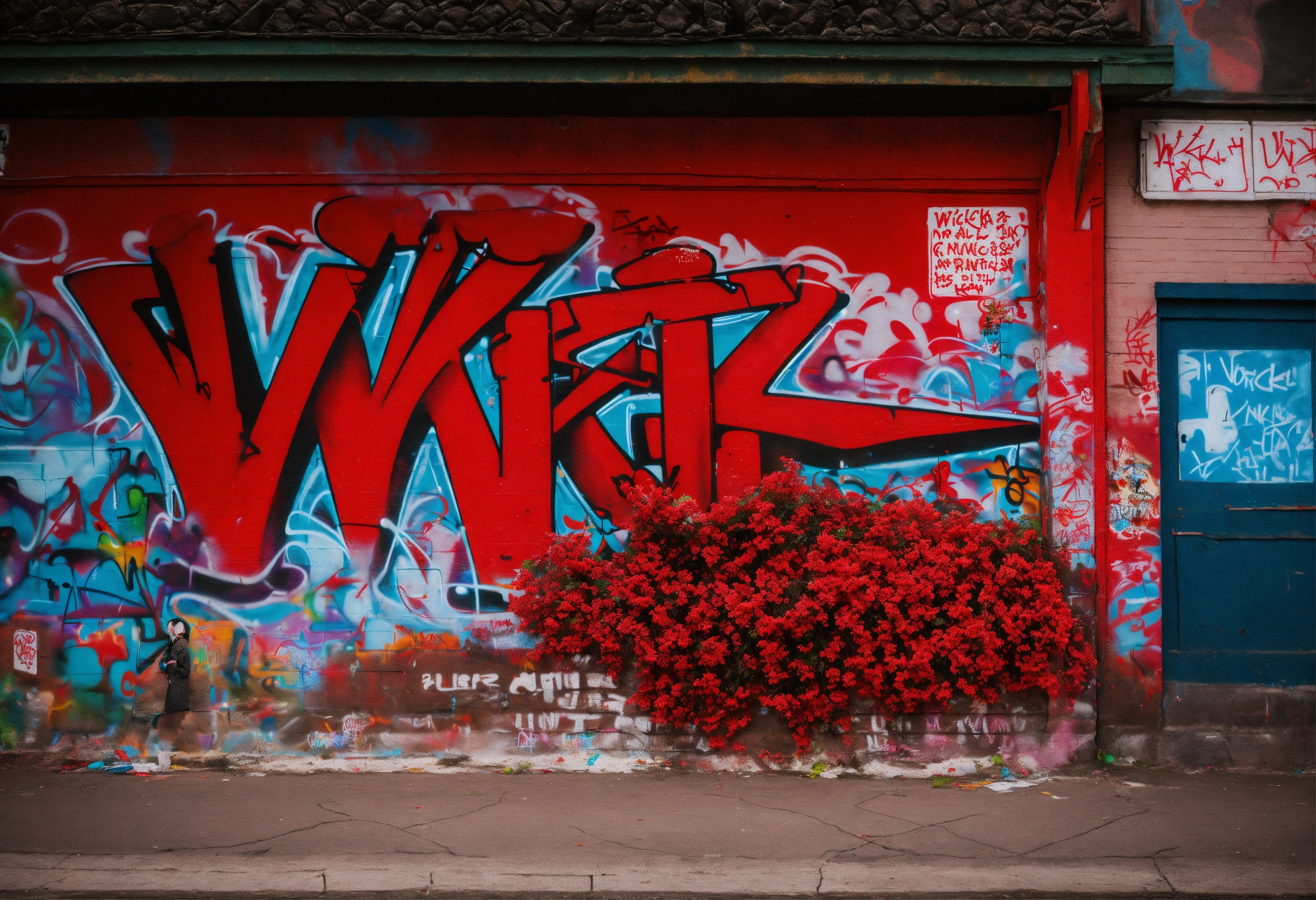 Lexica - A graffiti saying wicked game in red and a woman smocking