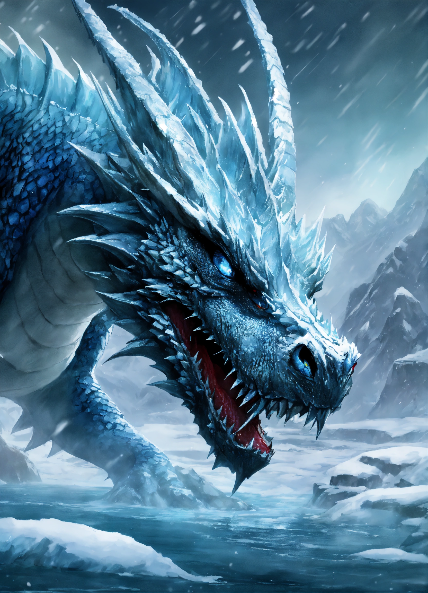 Lexica - Frost dragon in cold water, icy and snowy, dnd, fantasy ...