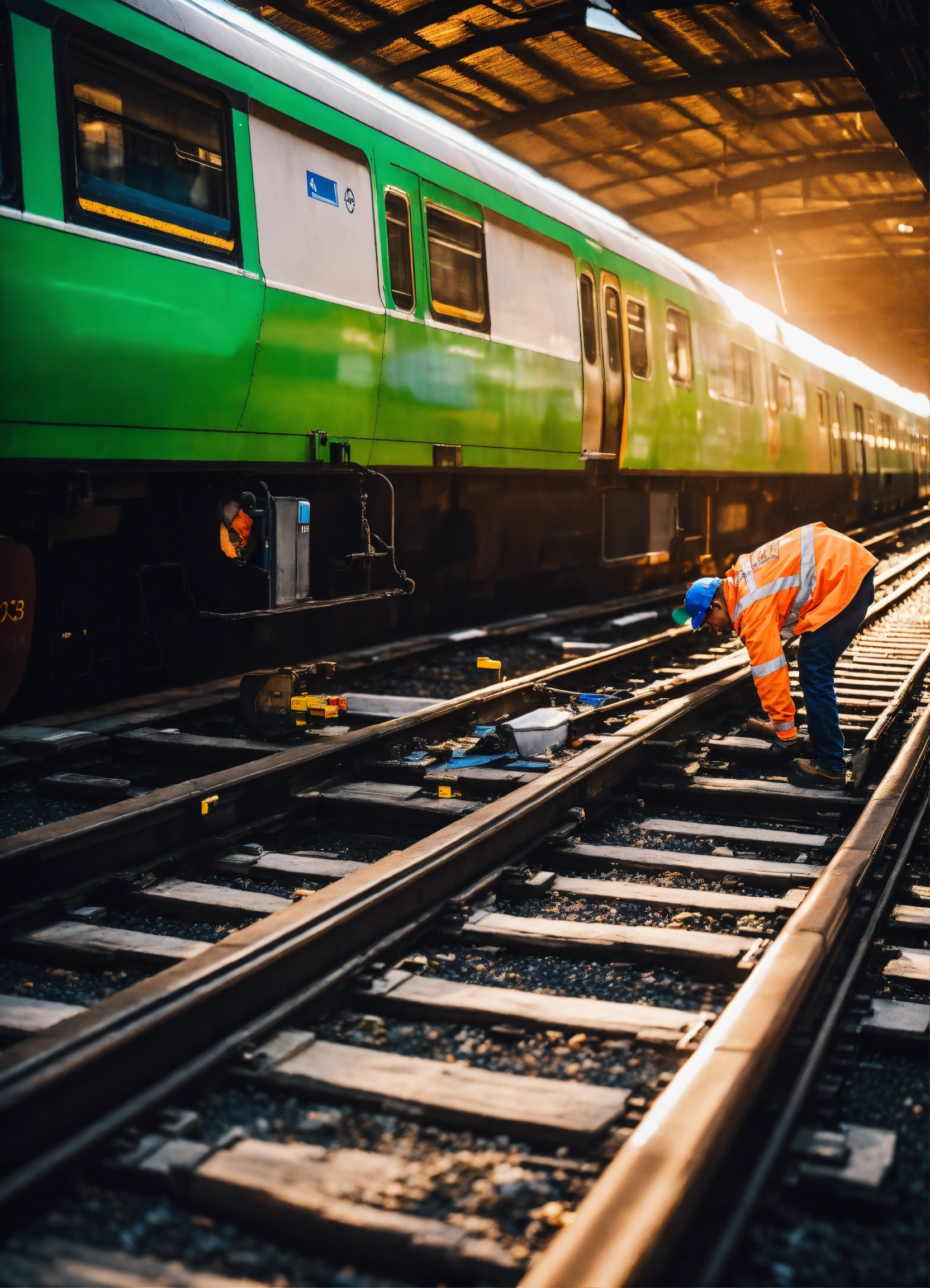 Lexica - A worker in a train station pulling a lever to change train's ...