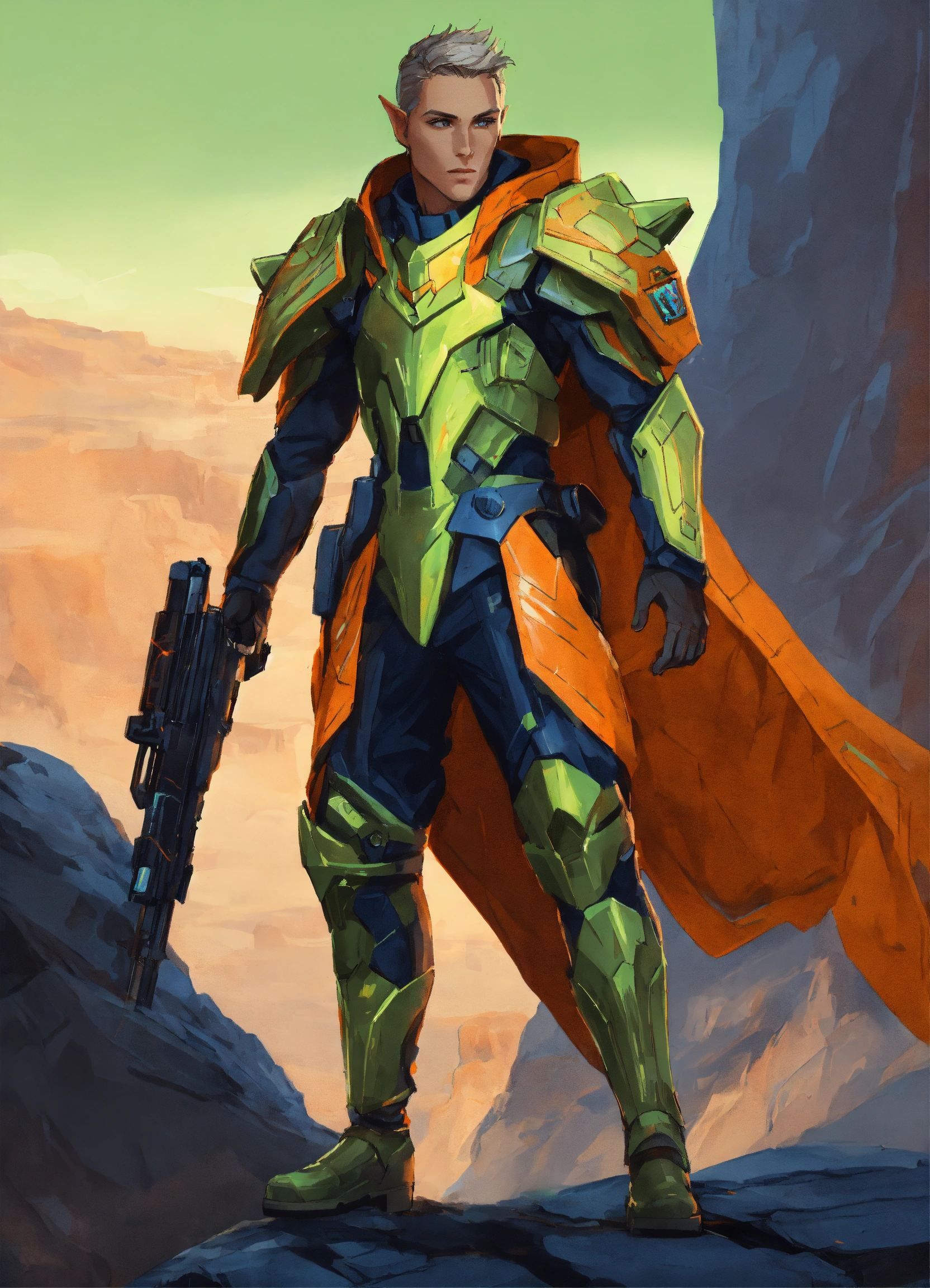 Lexica - Epic drawing of a full body of a high elf sci fi soldier ...