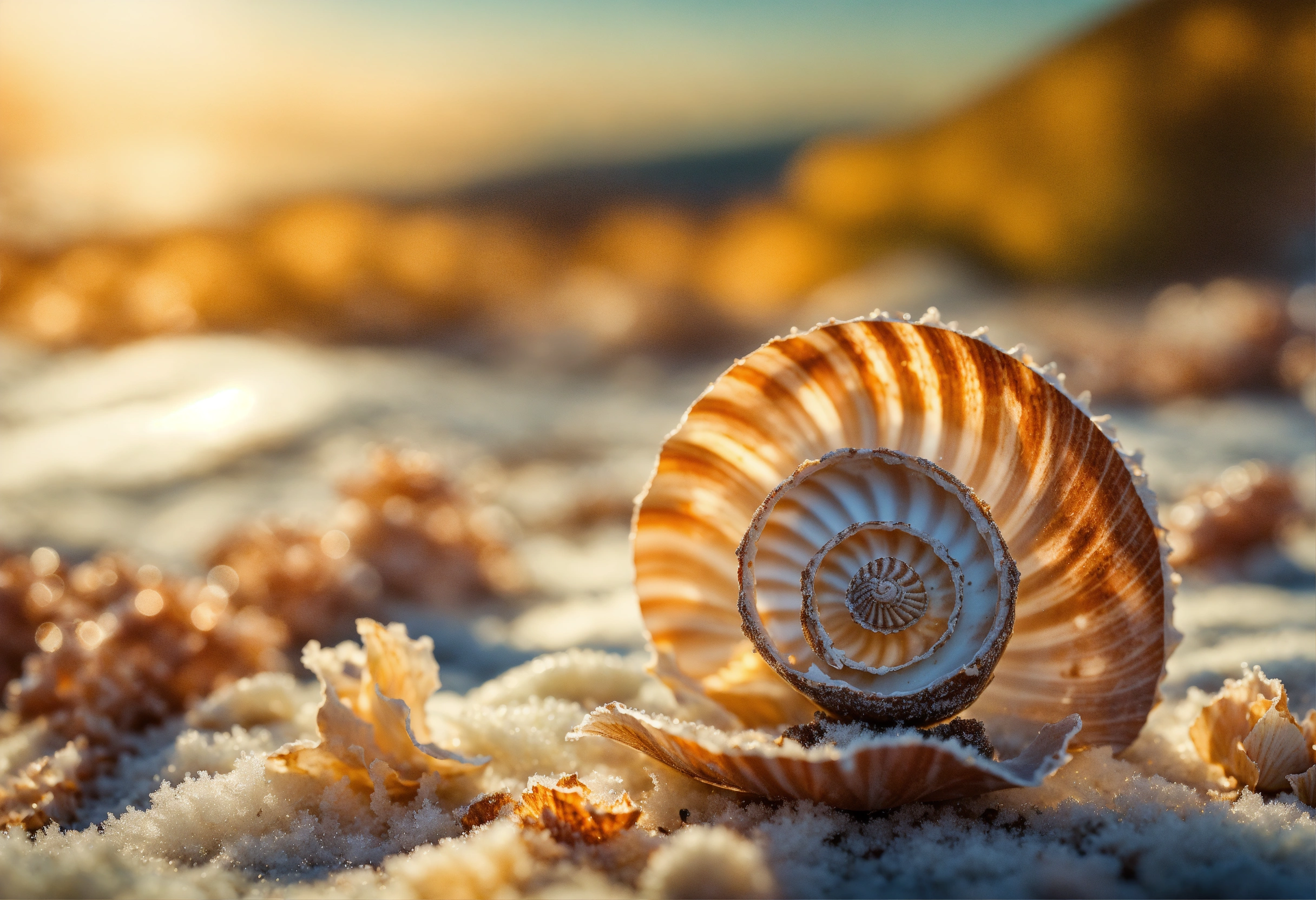 Lexica - A landscape filled with seashells delicately intertwining to ...