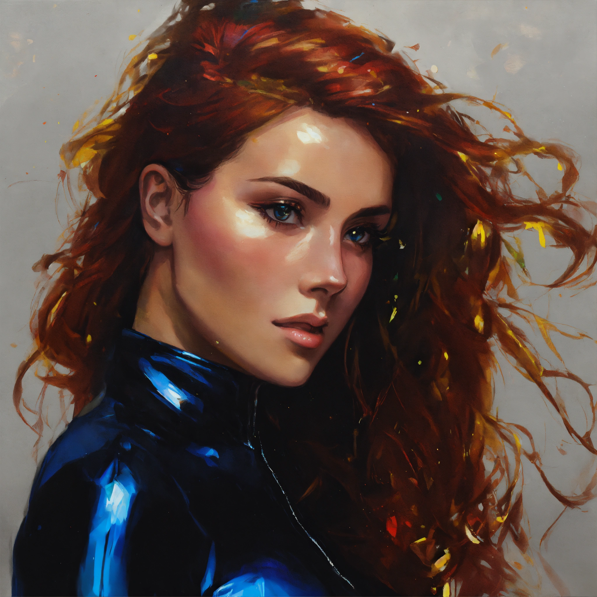 Lexica - Woman with a singular marvel on a black background.