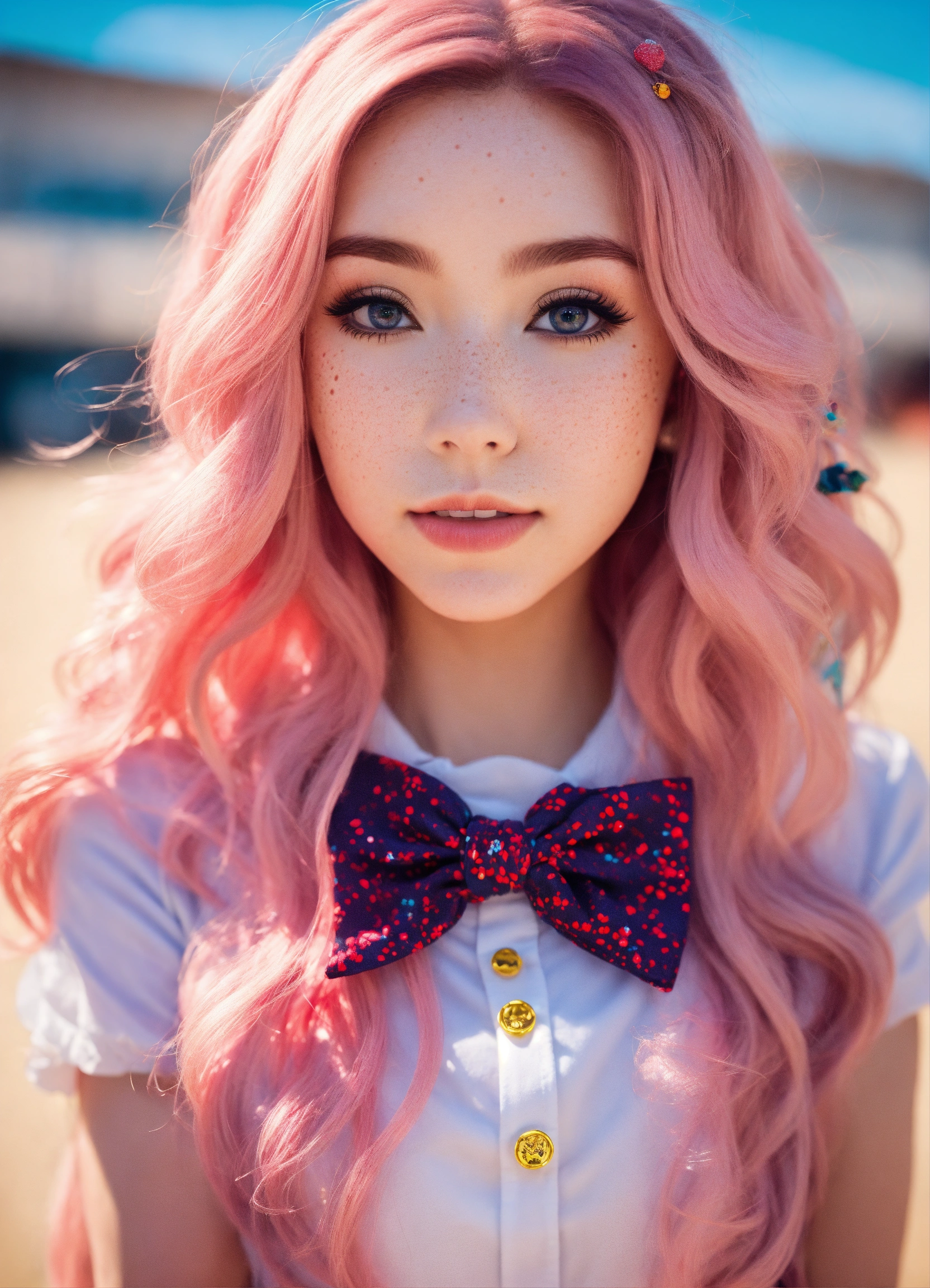 Lexica - Belle Delphine, anime, freckles, bold