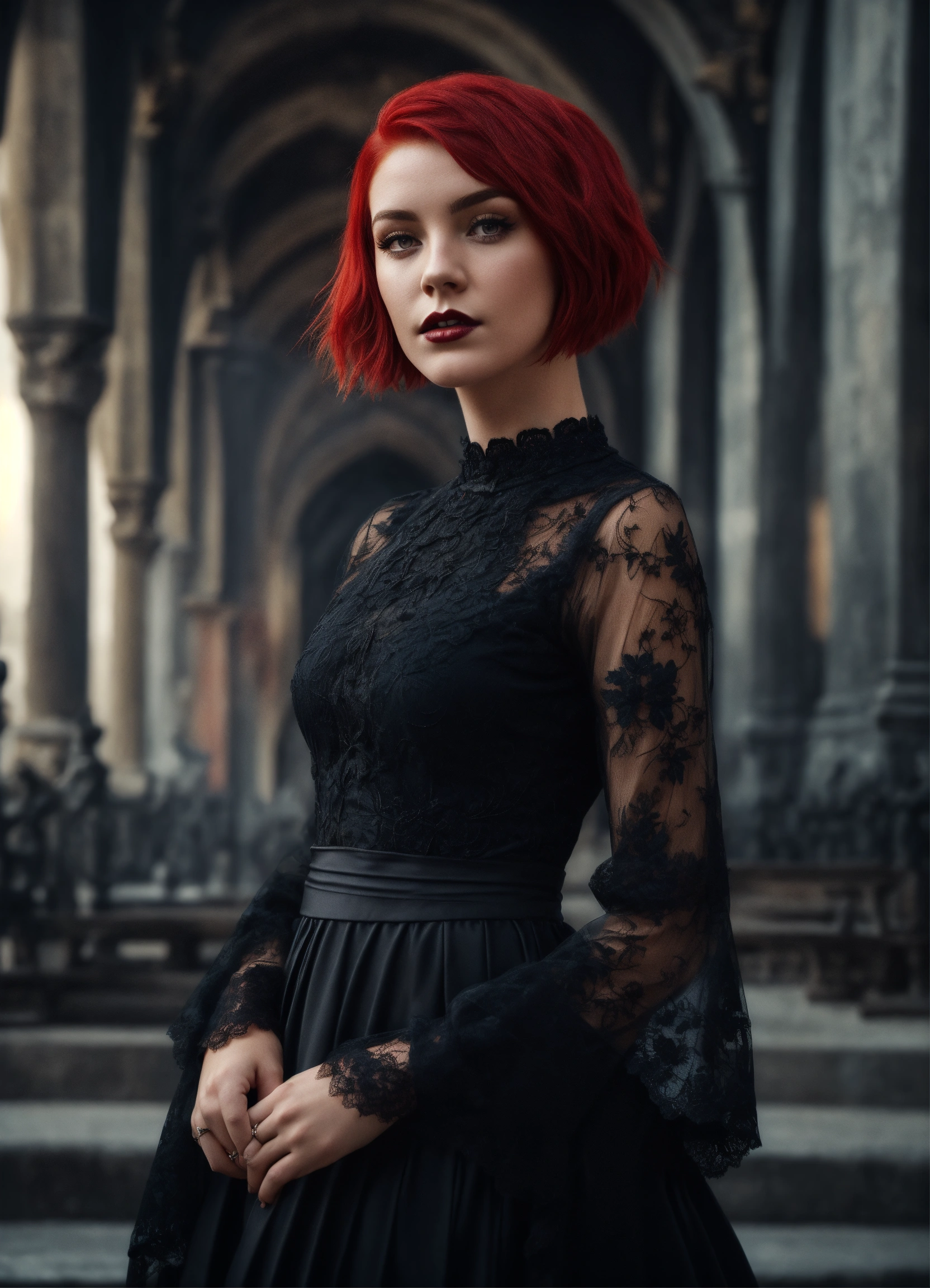 Lexica - A stunning irish girl with red short modern hair and gothic ...