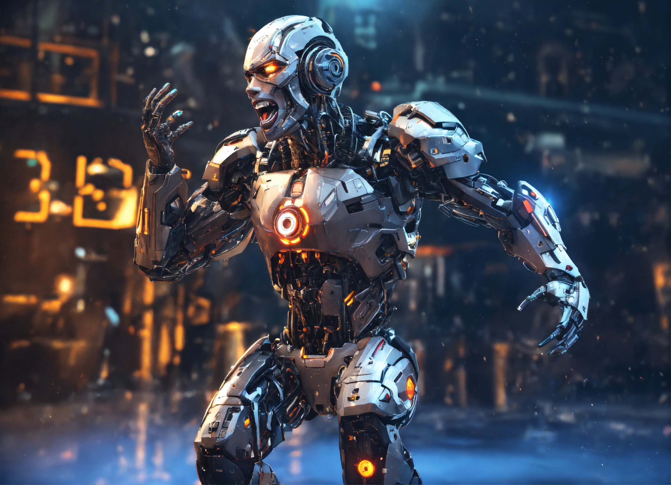 Lexica - Cyborg, 3d, come out of cellphone screen, happy, screaming