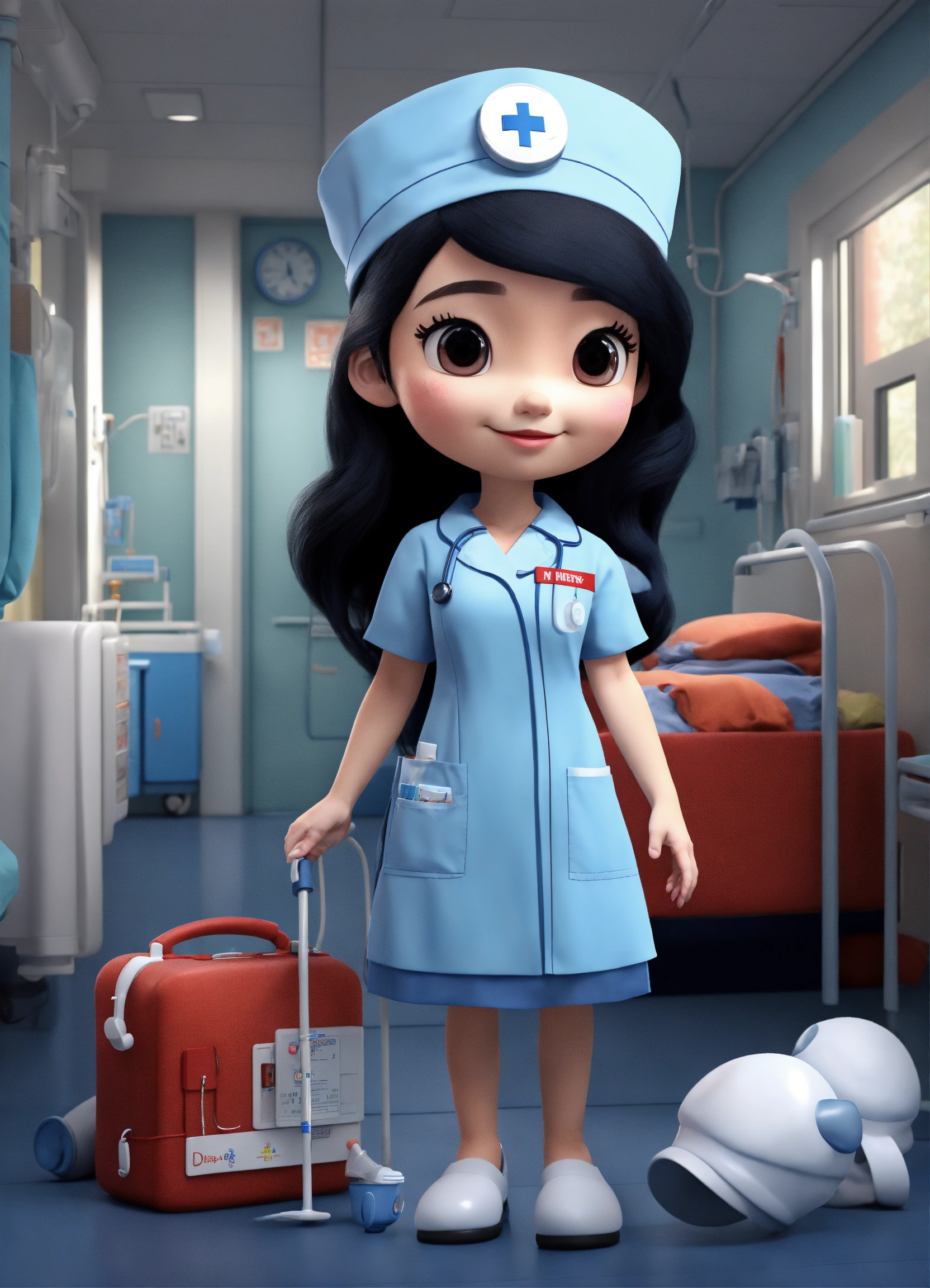 Lexica - A 3d pixar disney style pôster, with a cute girl, long black ...