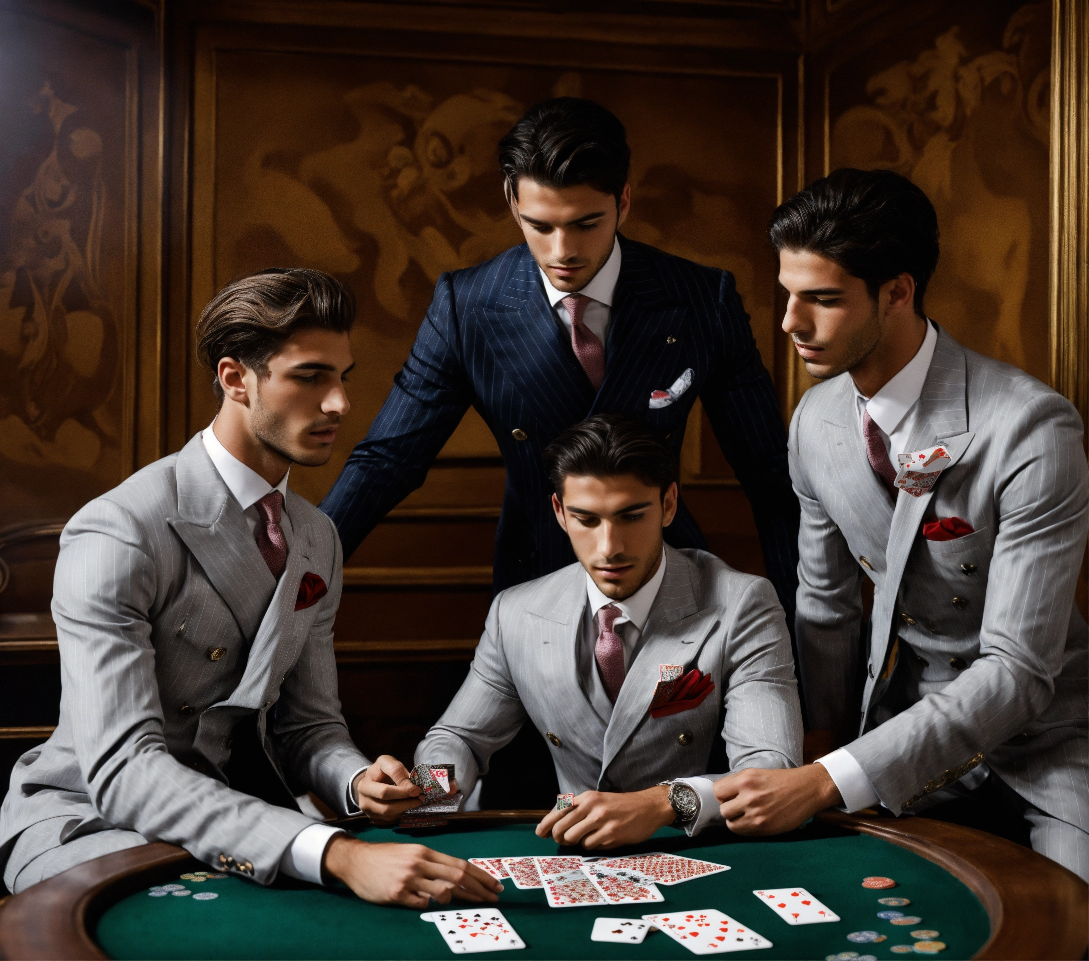 Lexica - Three young Italian male sportsmen in light grey satin ...