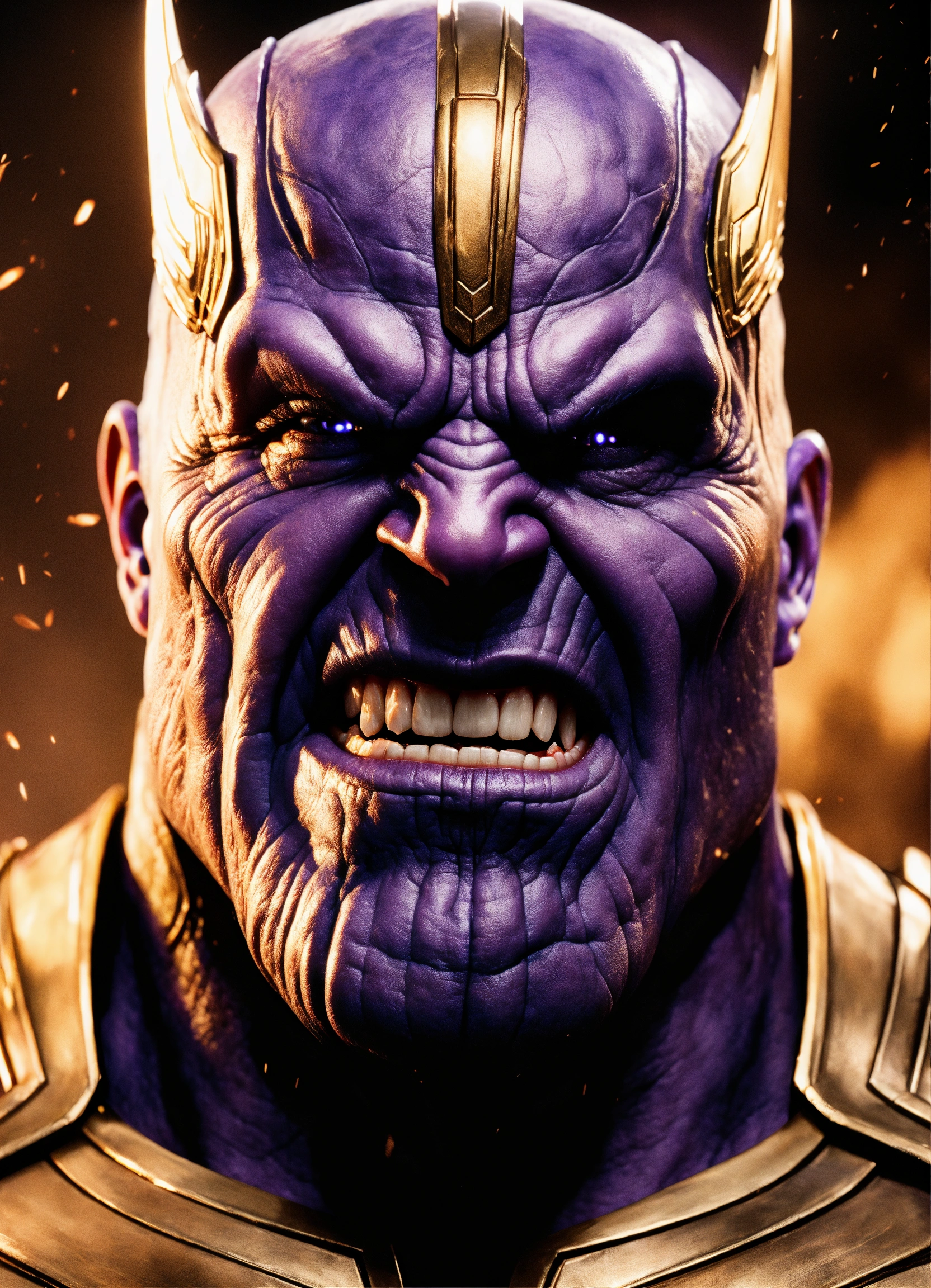 Lexica - Ultra-realistic image of Thanos covering his ears with his ...