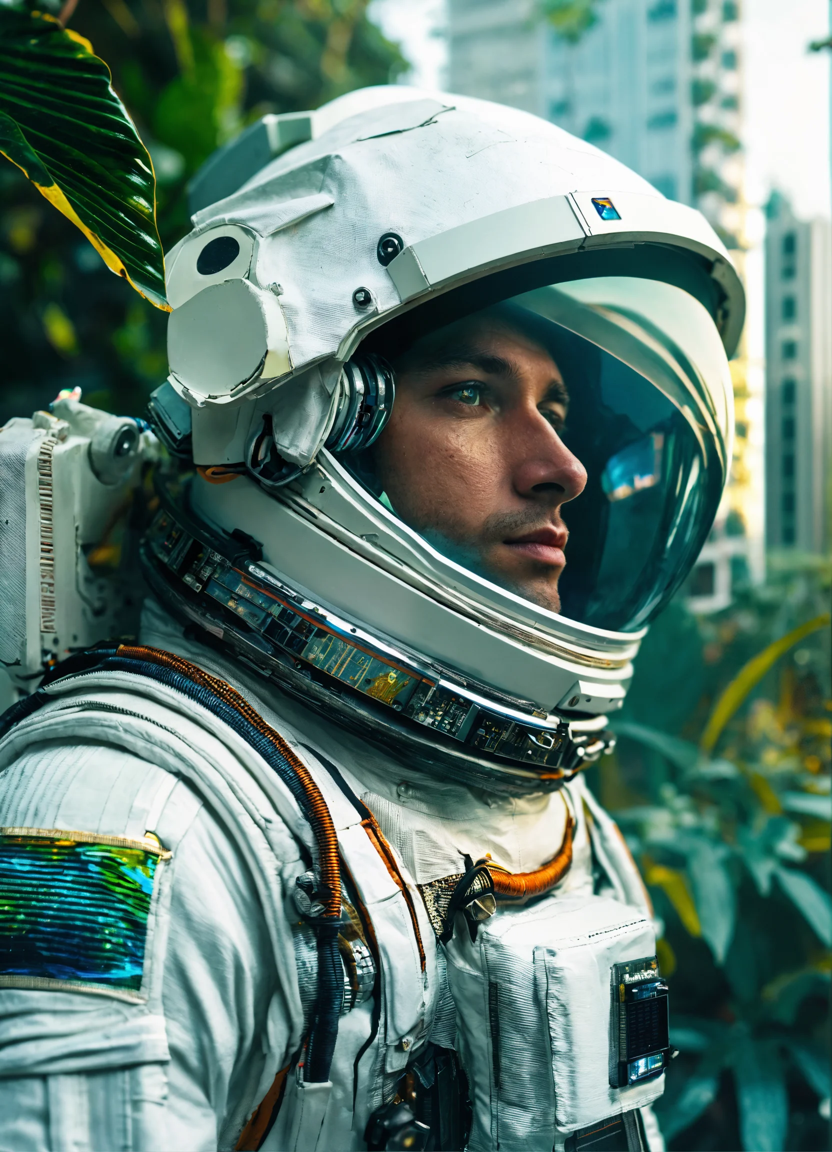 Lexica - Medium-full shot, photo portrait titled "Lone male Astronaut ...