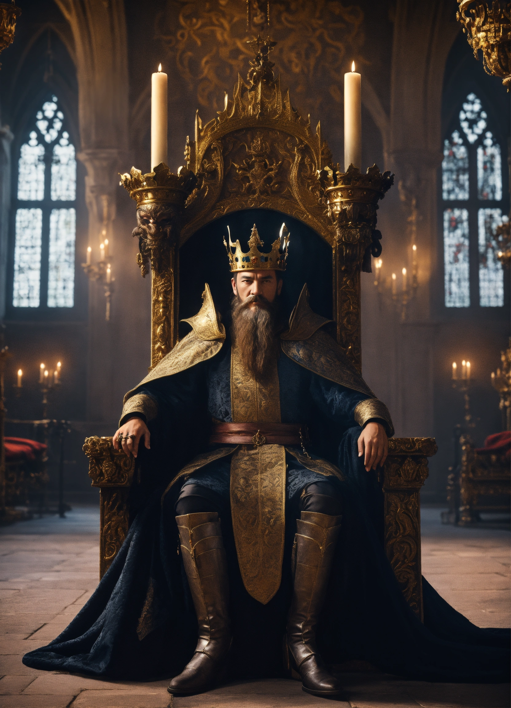 Lexica - A dragon king with crown on his head sitting on his throne in ...
