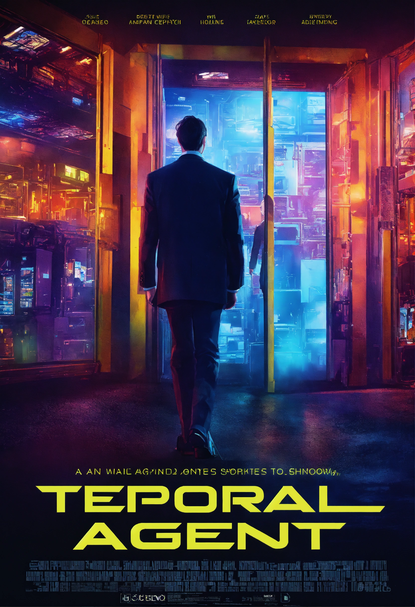 Lexica - Movie poster for 'Temporal Agent', where a colossal Microsoft-branded machine claims ...