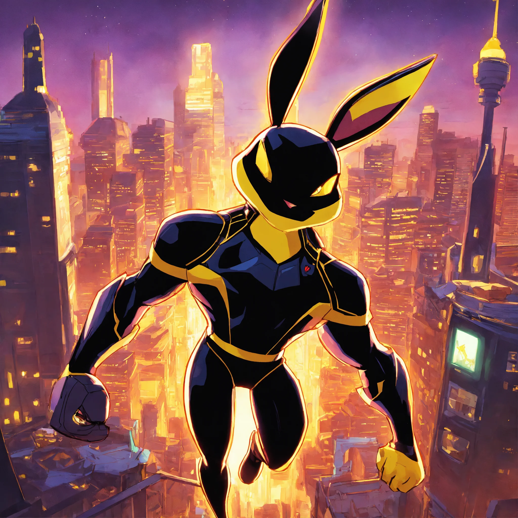 Lexica - Anthropomorphic lagomorph Ace Bunny wears black yellow exosuit ...