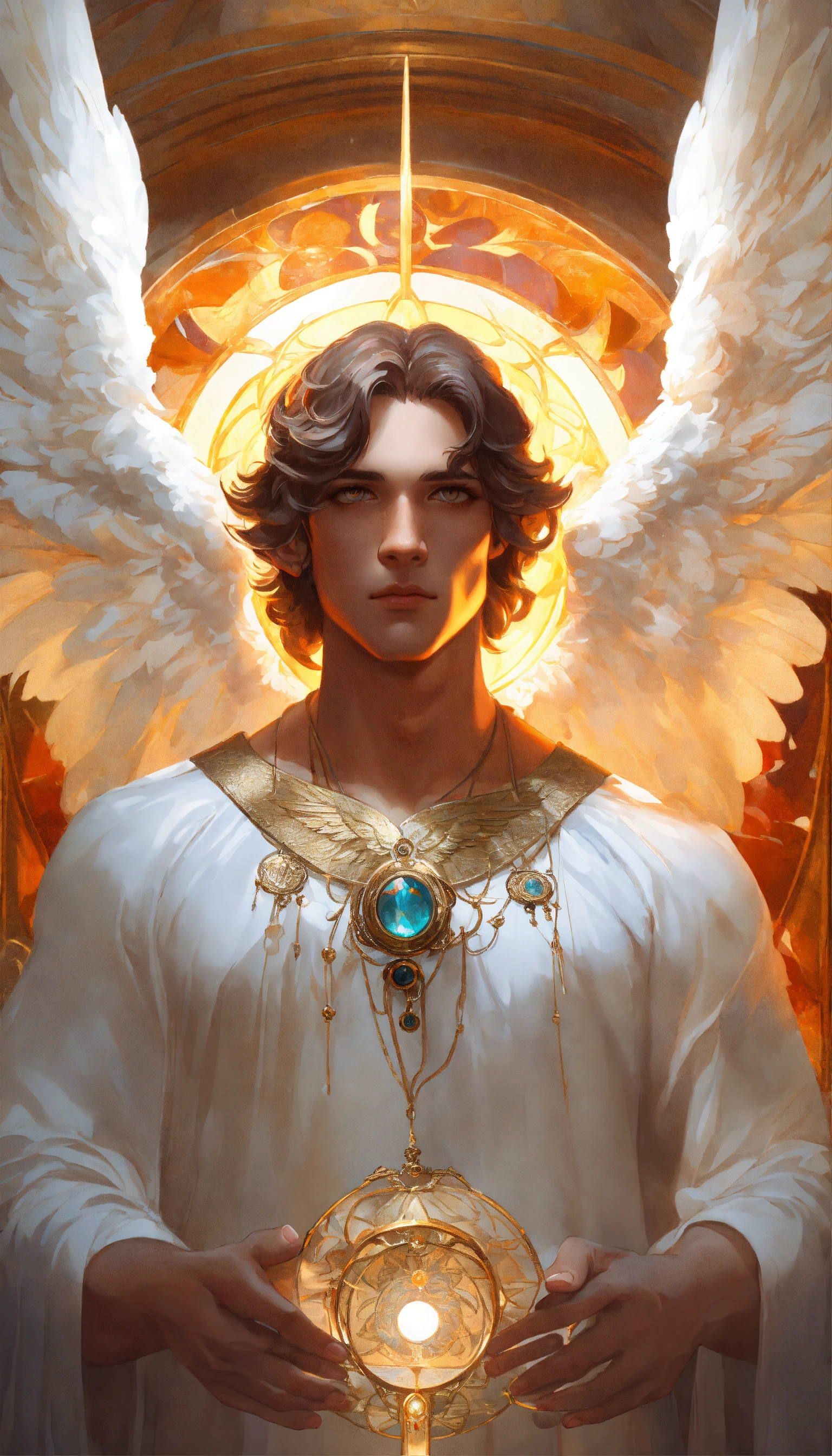 Lexica - Male angel, wings, headshot, art station, 3D, white eyes and ...