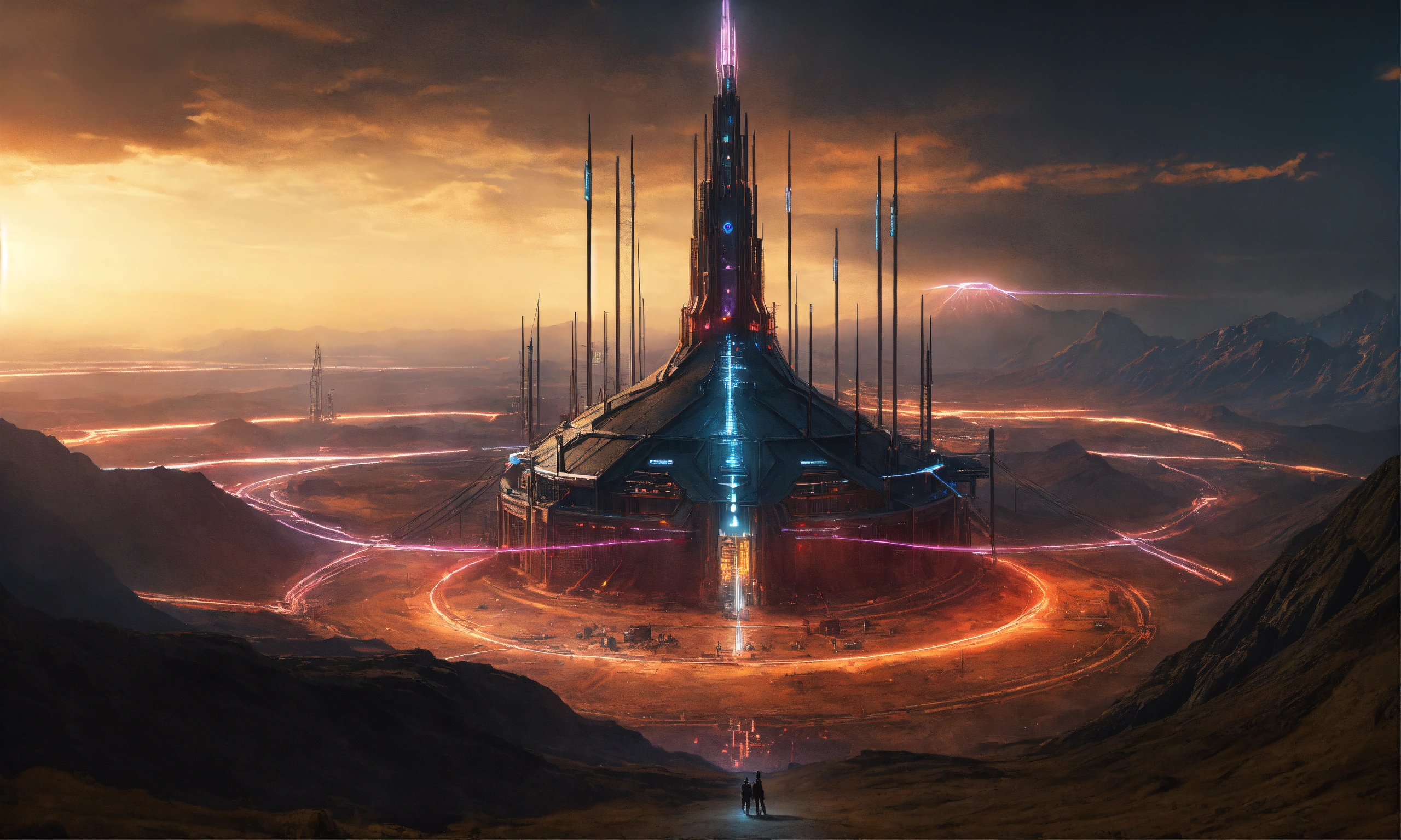 Lexica - Dark alien Tower of Sauron seen from a distance is a towering ...